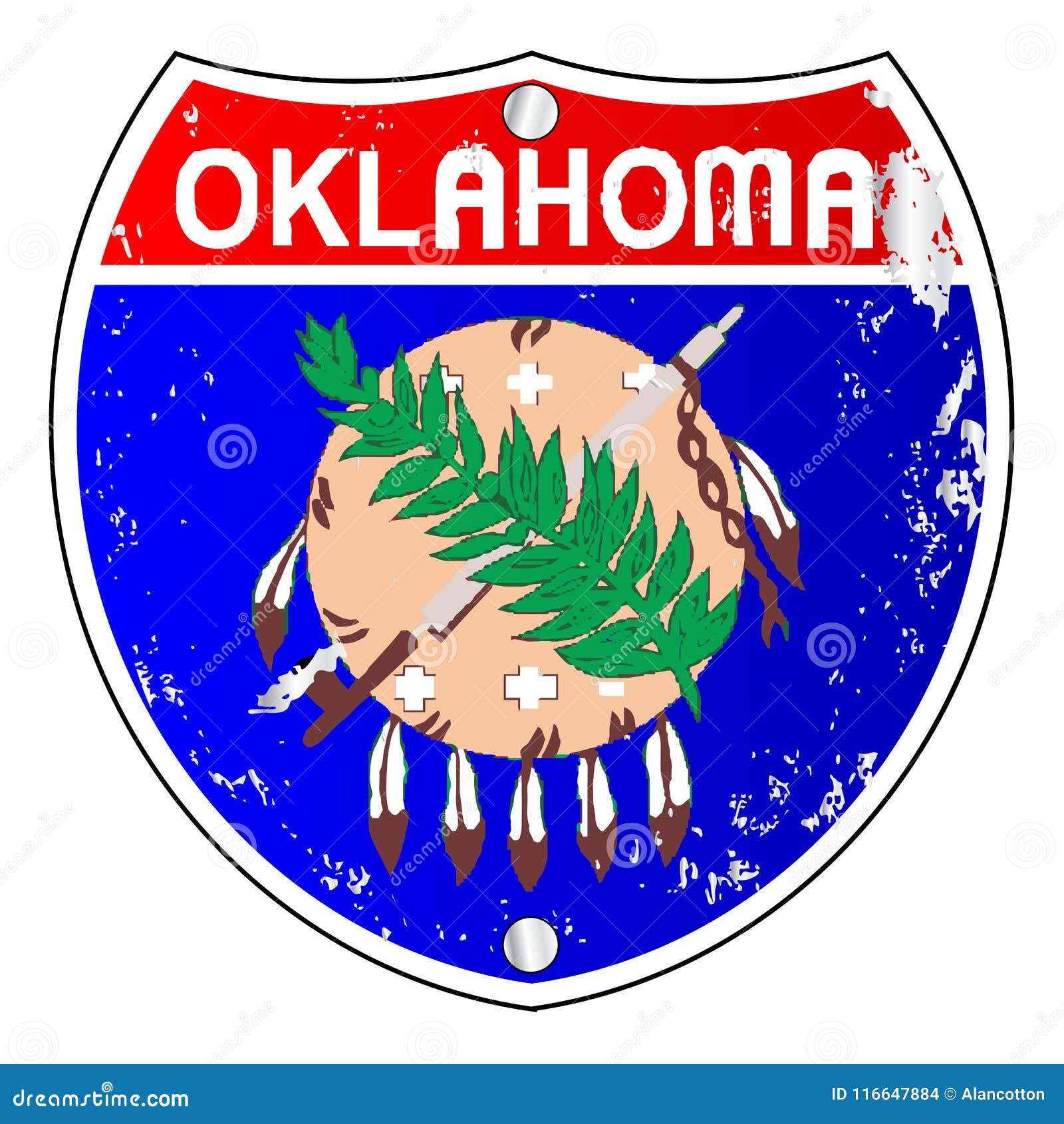 Oklahoma Flag Icons As Interstate Sign Stock Vector - Illustration of ...