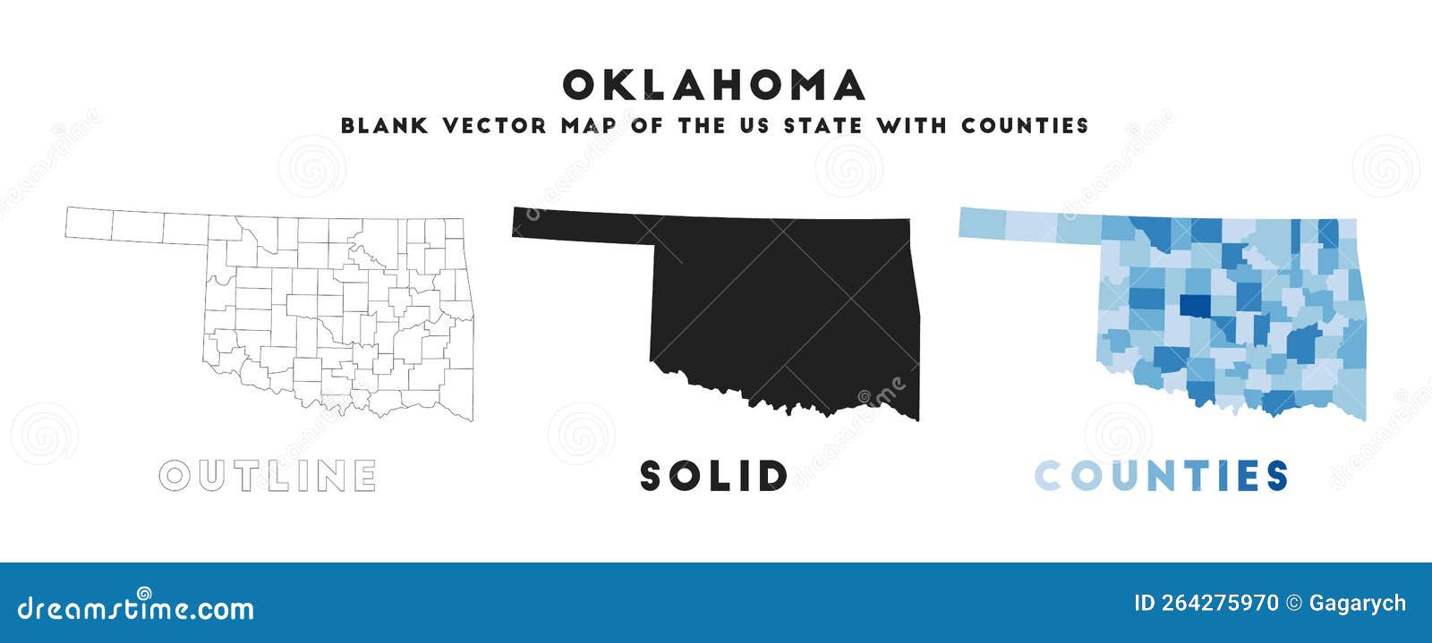 Oklahoma map. stock vector. Illustration of northern - 264275970