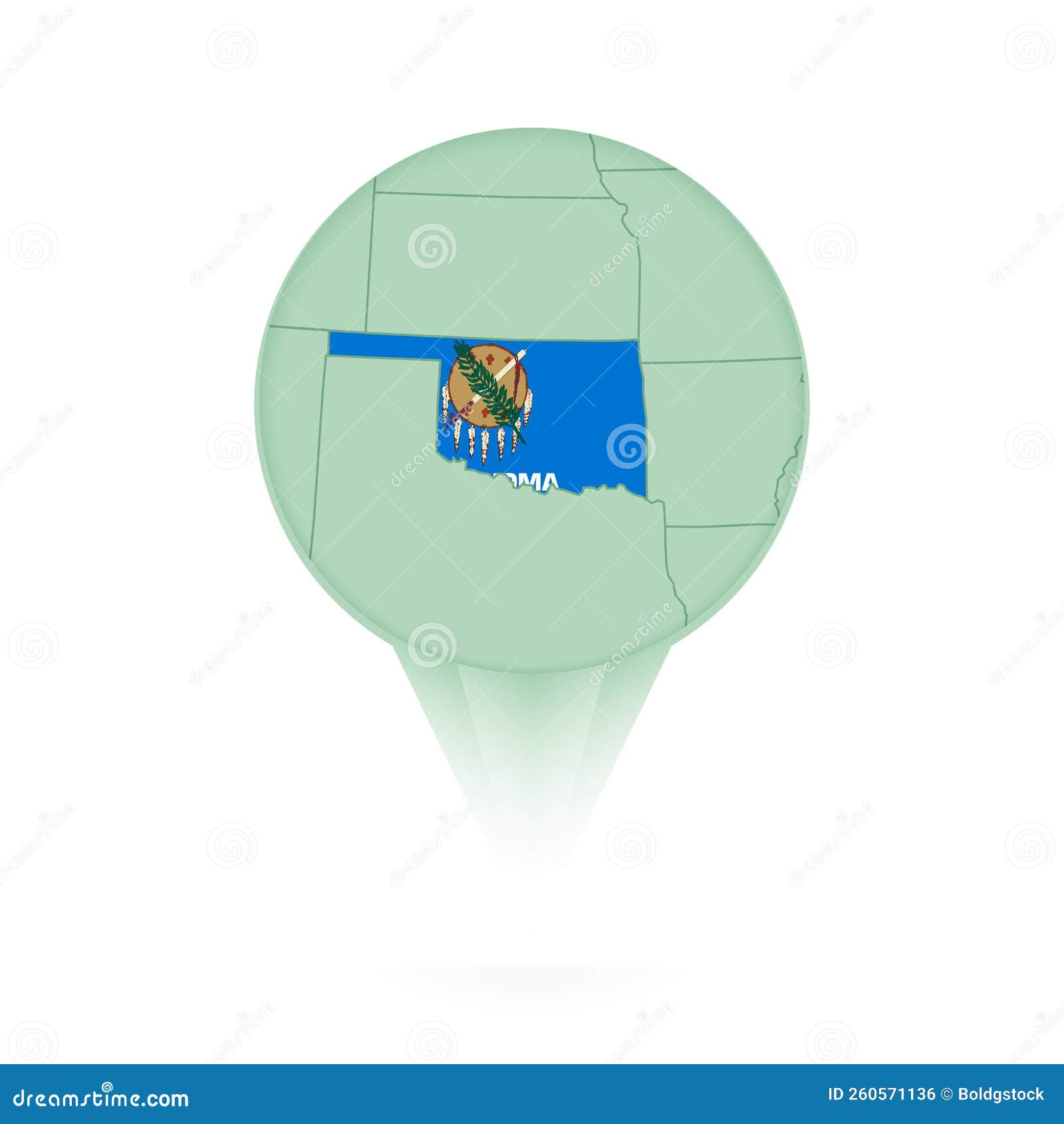 Oklahoma Map, Stylish Location Icon with Oklahoma Map and Flag Stock ...