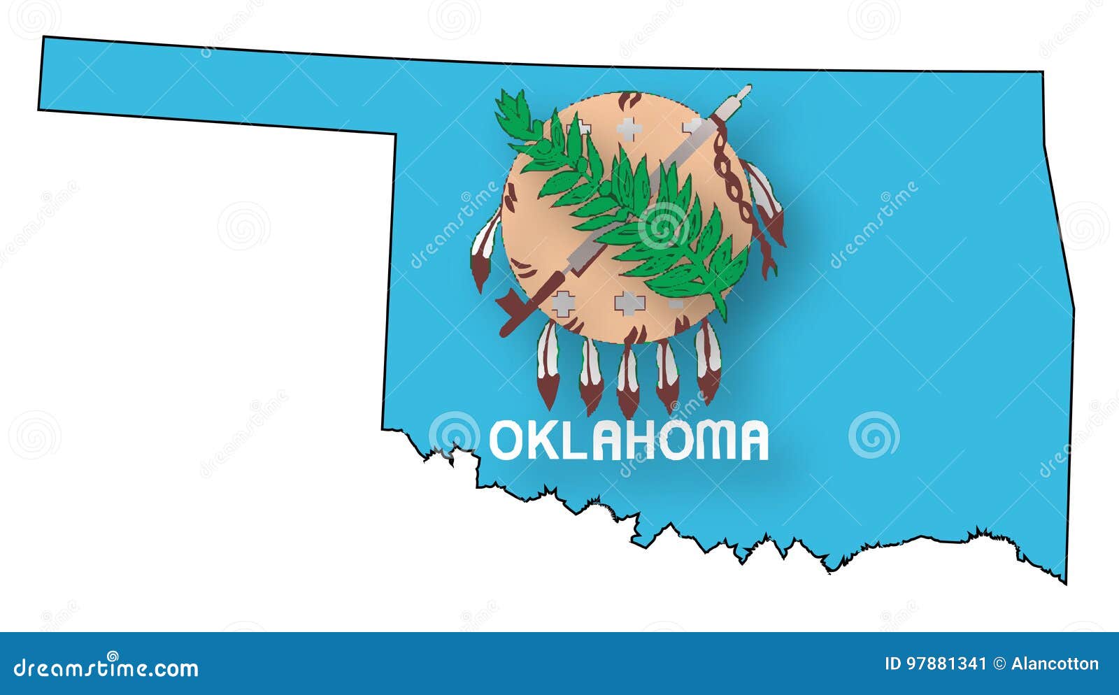 Oklahoma Outline Map and Flag Stock Vector - Illustration of isolated ...