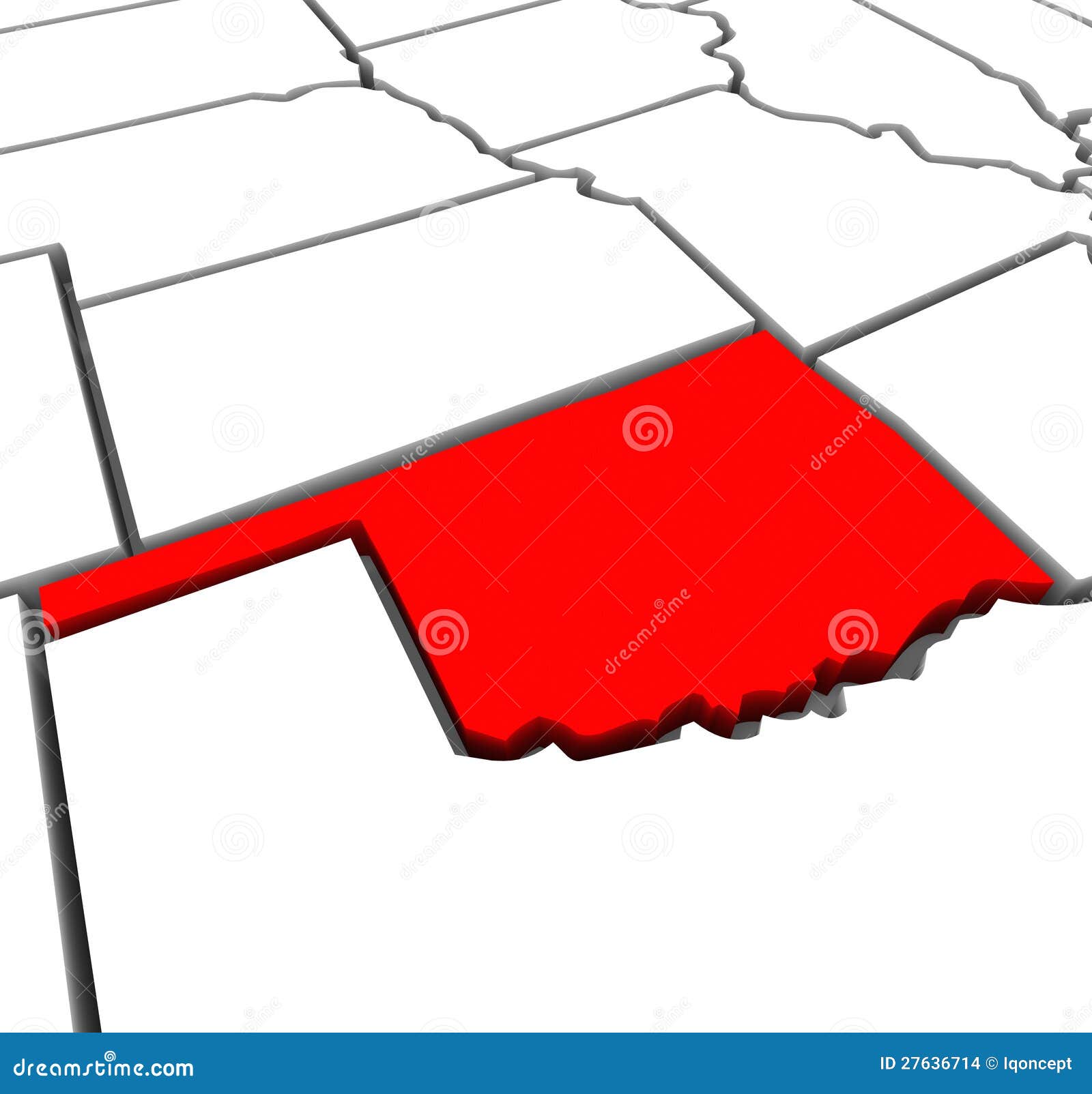 Oklahoma Red Abstract 3D State Map United States America Stock ...