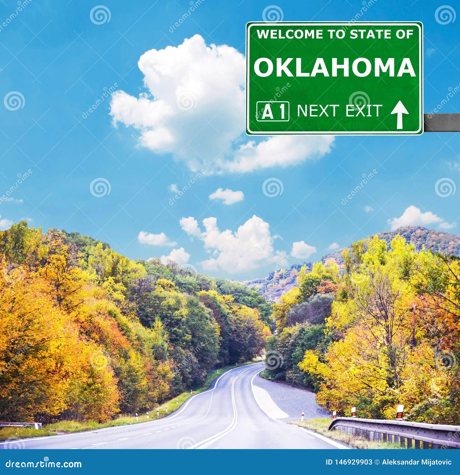 OKLAHOMA Road Sign Against Clear Blue Sky Stock Image - Image of bright ...