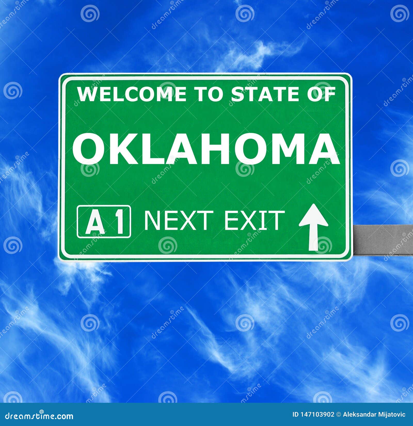 OKLAHOMA Road Sign Against Clear Blue Sky Stock Photo - Image of ...