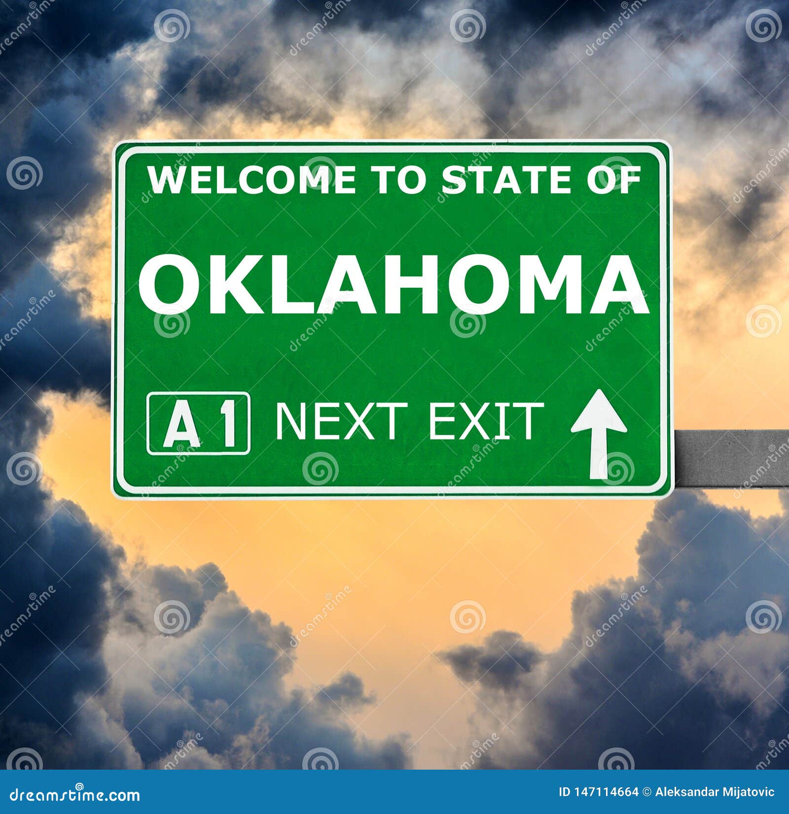 OKLAHOMA Road Sign Against Clear Blue Sky Stock Photo - Image of metal ...