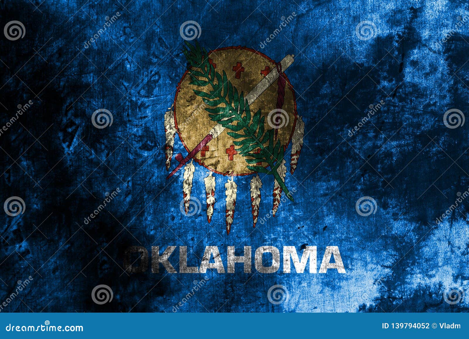 Oklahoma State Grunge Flag United States Of America Stock Illustration