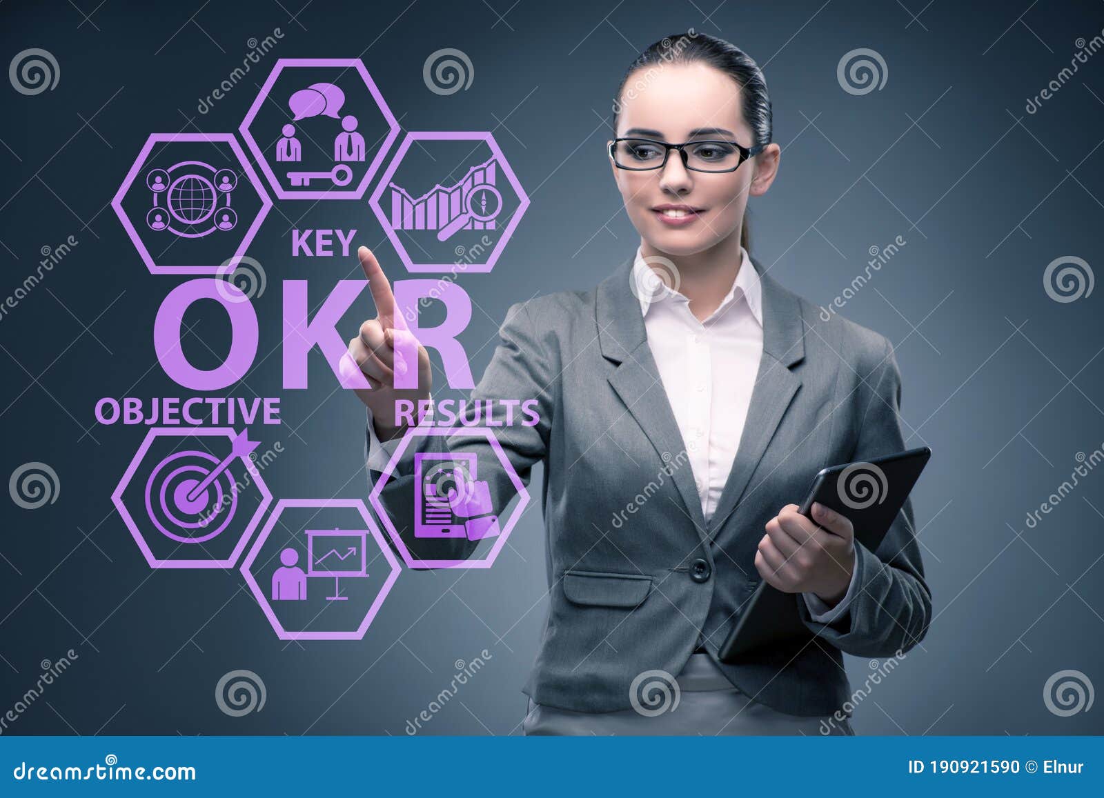 OKR Concept with Objective Key Results and Businesswoman Stock Photo ... OKR Concept with Objective Key Results and Businesswoman Stock Photo ...