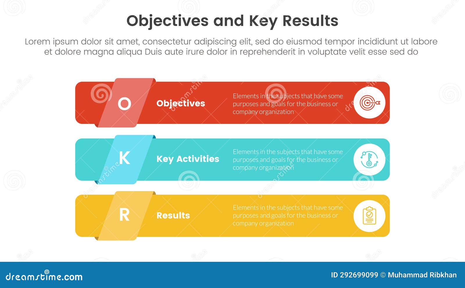 Okr Objectives and Key Results Infographic 3 Point Stage Template with ...