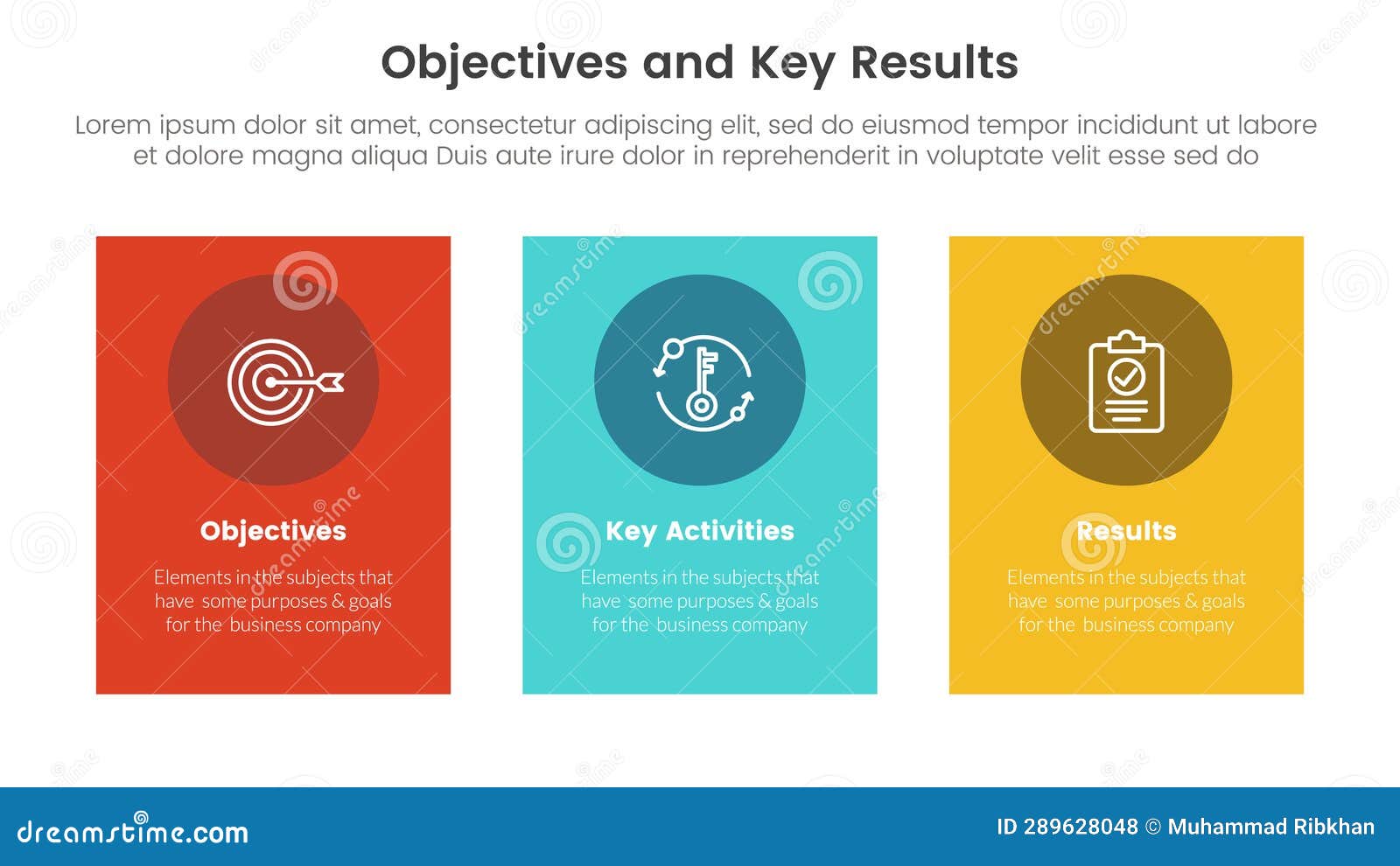 Okr Objectives and Key Results Infographic 3 Point Stage Template with ...