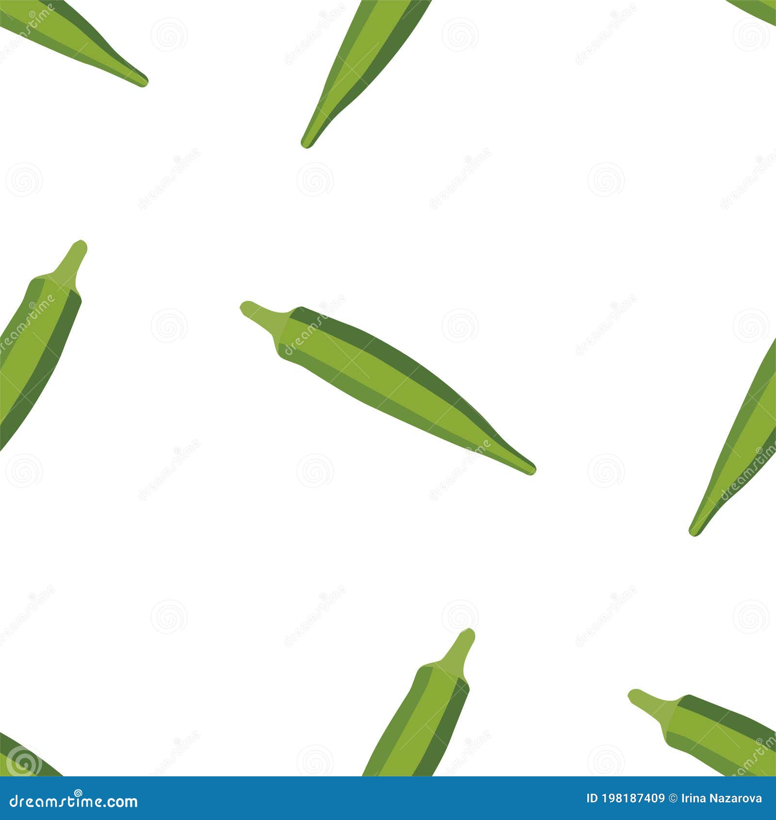 Okra, Ochro, Ladies Fingers. Seamless Patterns Stock Vector ...