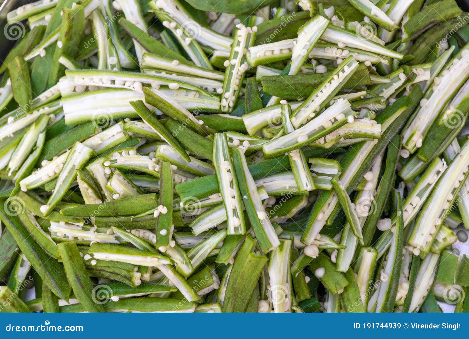 Okra Lady Finger Cuts in Slice, Ready for Cook Stock Image - Image of ...
