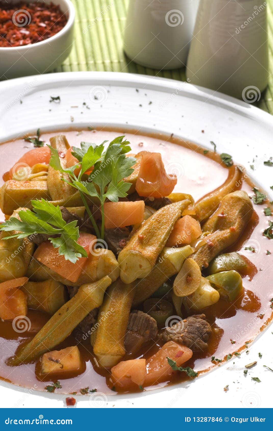 Okra with meat stock photo. Image of parsley, vegetables - 13287846