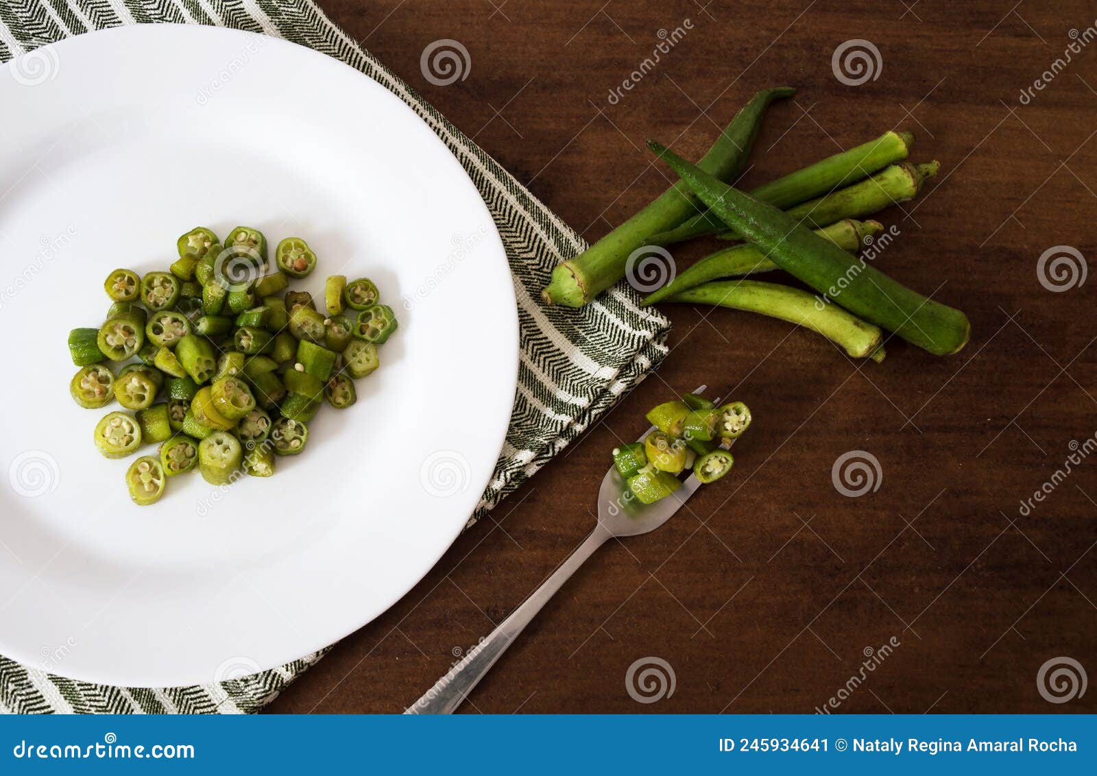 Okra Prepared Inside White Plate Stock Image - Image of food ...
