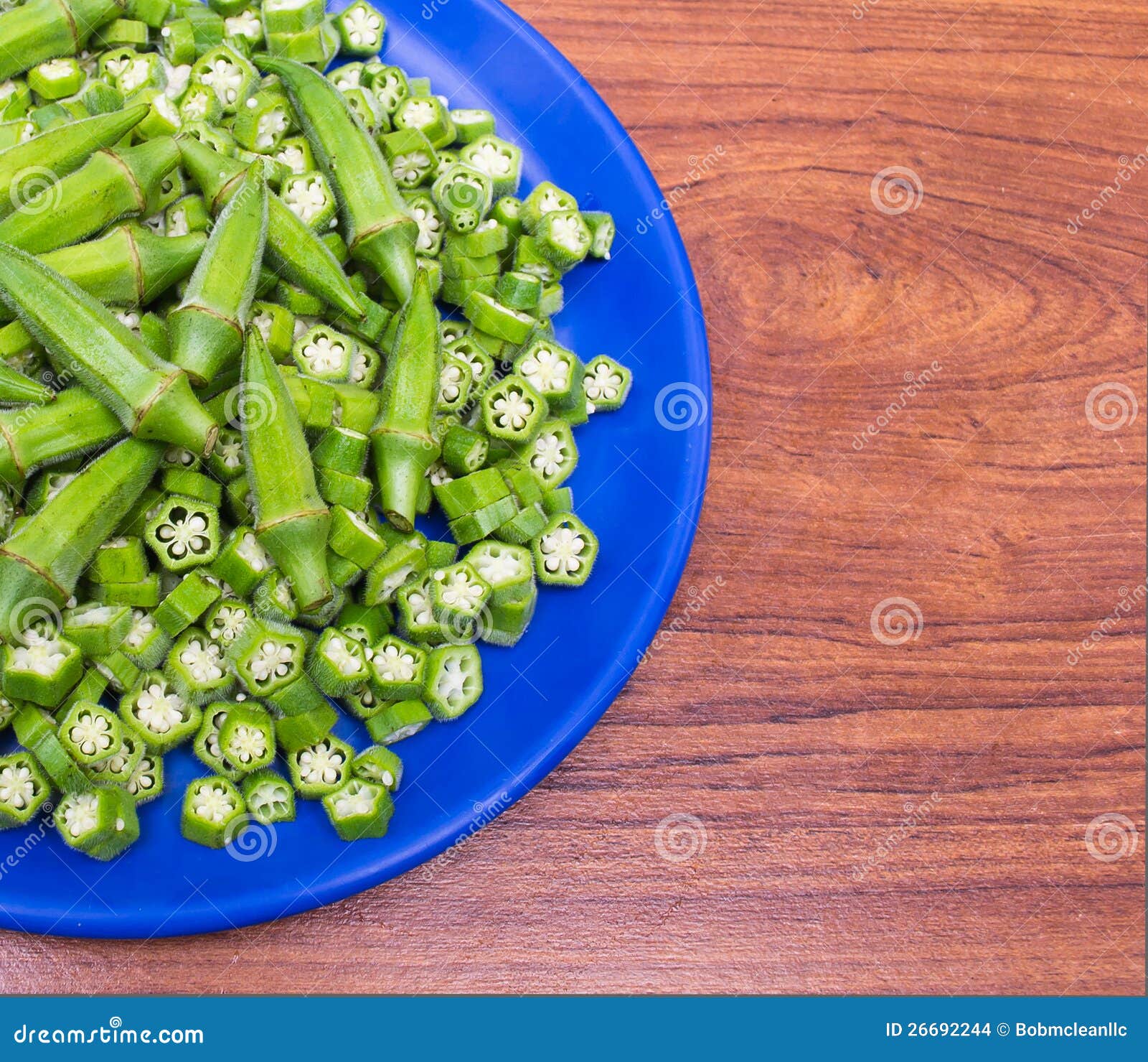Okra Sliced/Unsliced on a Plate Stock Photo - Image of okra, bhendi ...