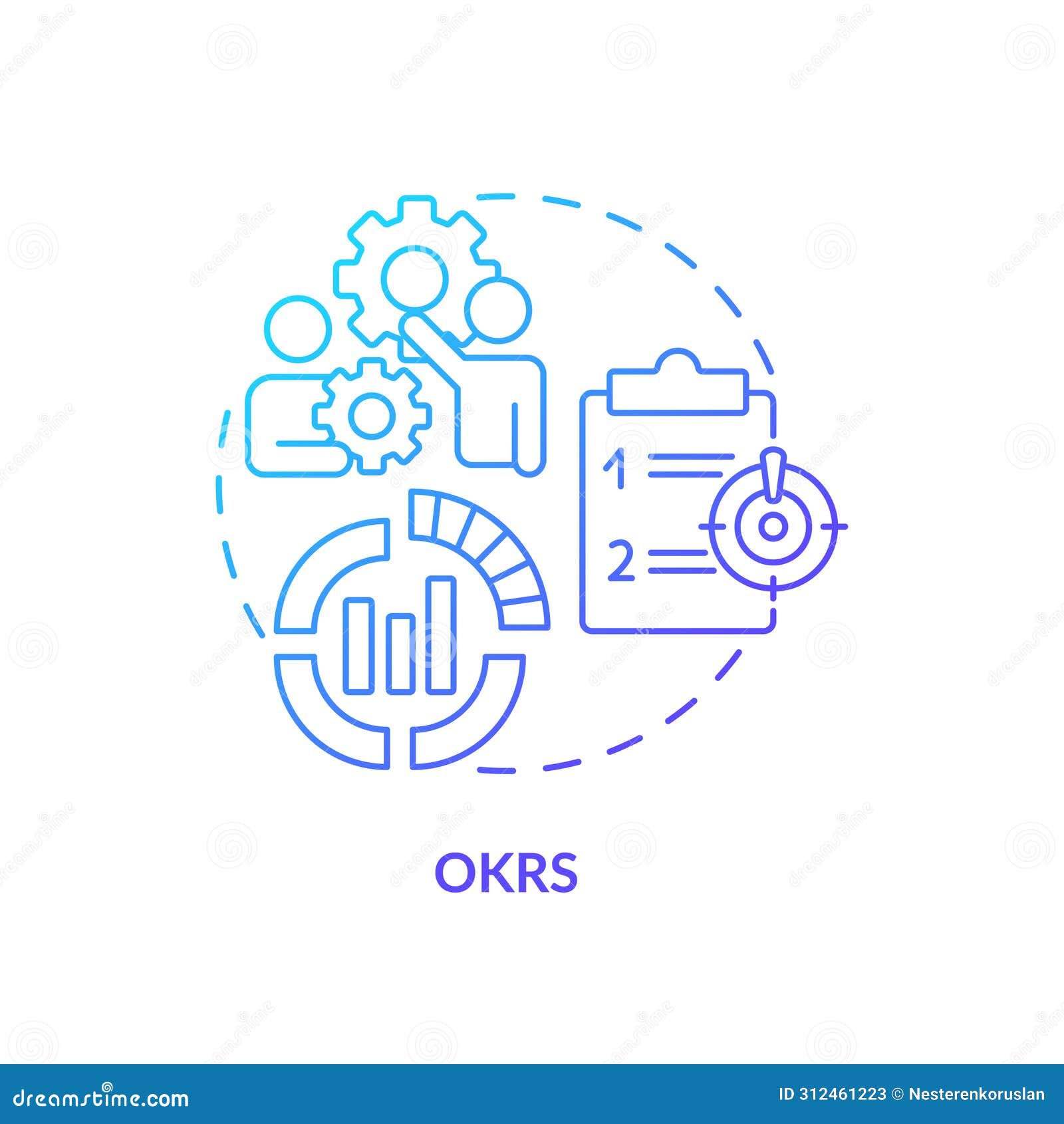 OKRs Method Blue Gradient Concept Icon Vector Illustration ...