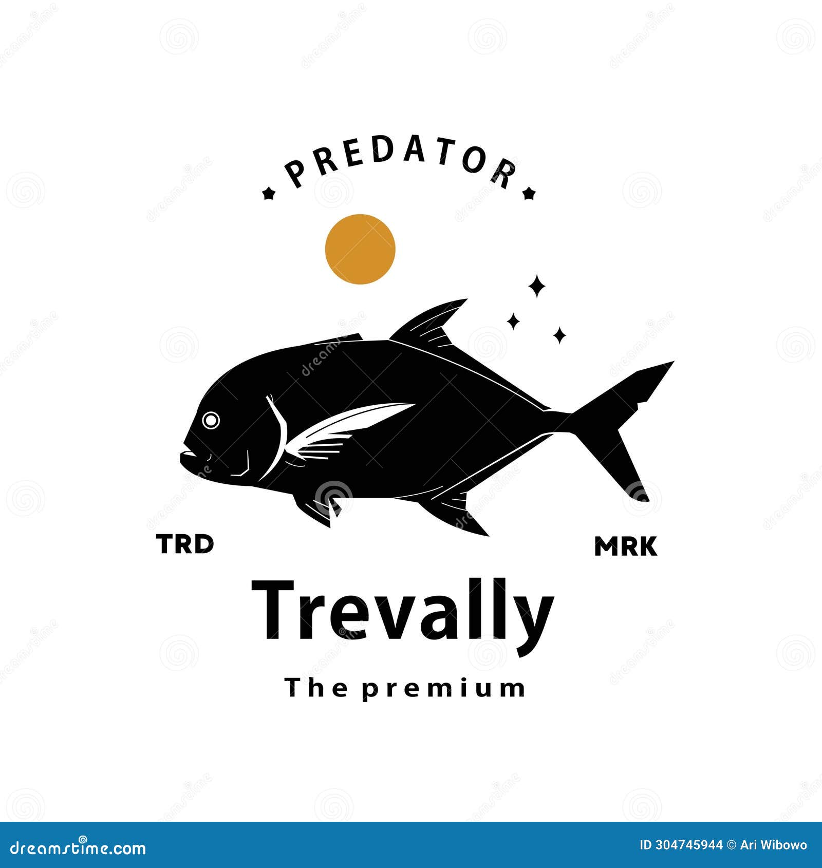 Trevally Logo Vector Outline Silhouette Art Icon | CartoonDealer.com ...