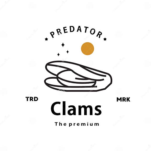 Clams Logo Vector Outline Monoline Art Icon Stock Vector - Illustration ...