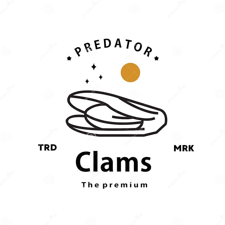 Clams Logo Vector Outline Monoline Art Icon Stock Vector - Illustration ...