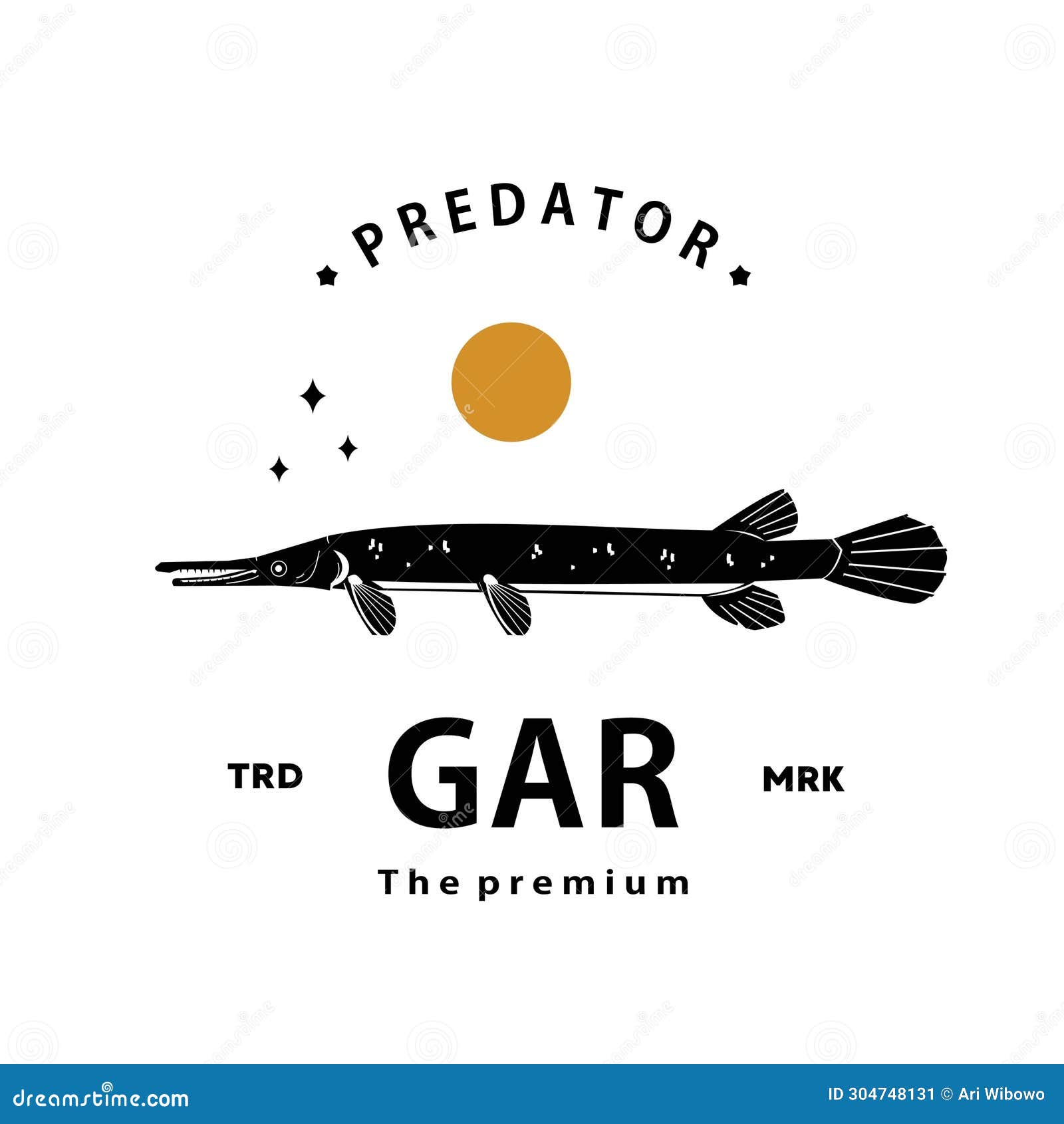 GAR Fish Logo Vector Outline Silhouette Art Icon Stock Illustration ...