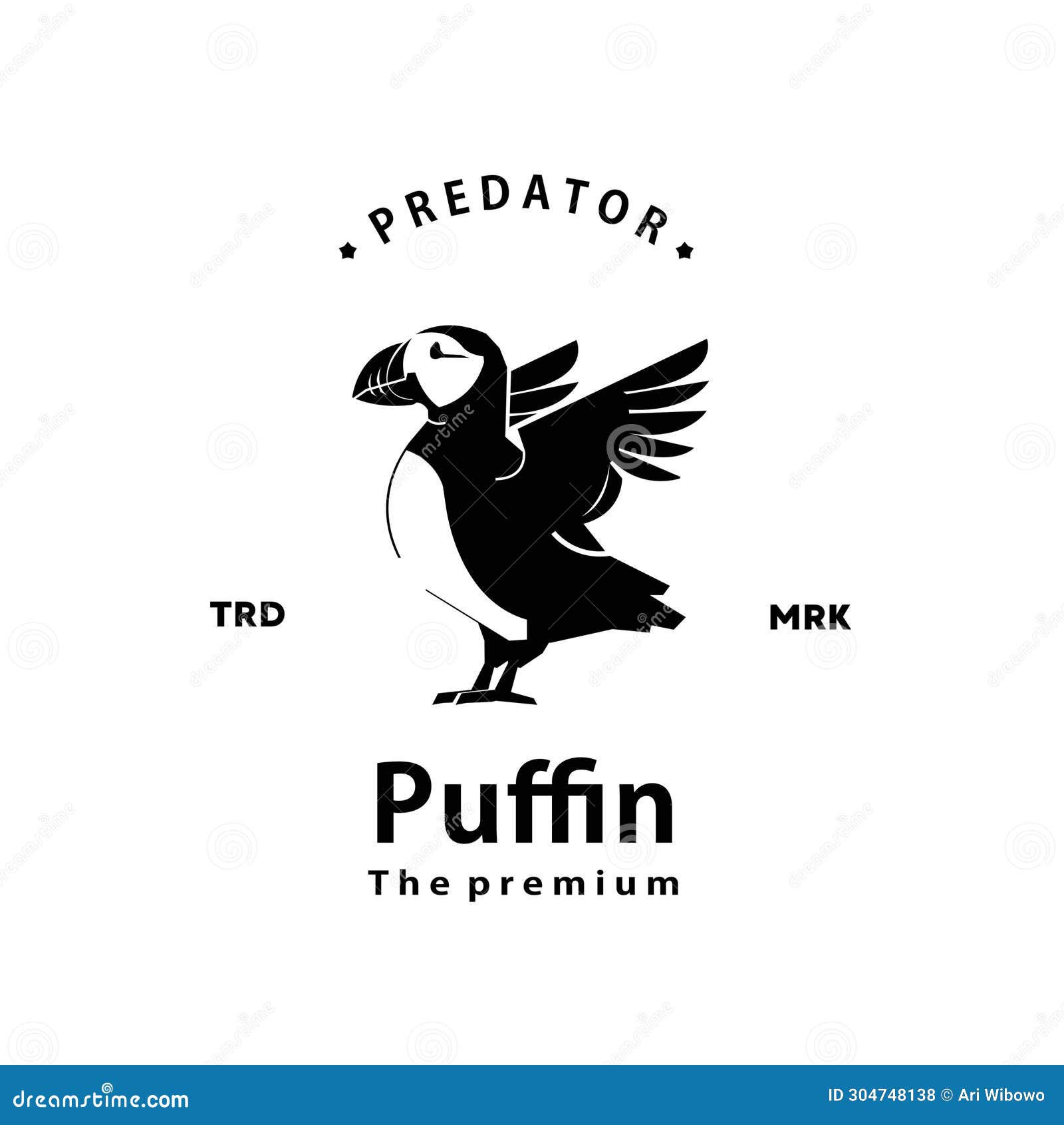 Puffin Logo Vector Outline Silhouette Art Icon Stock Vector ...