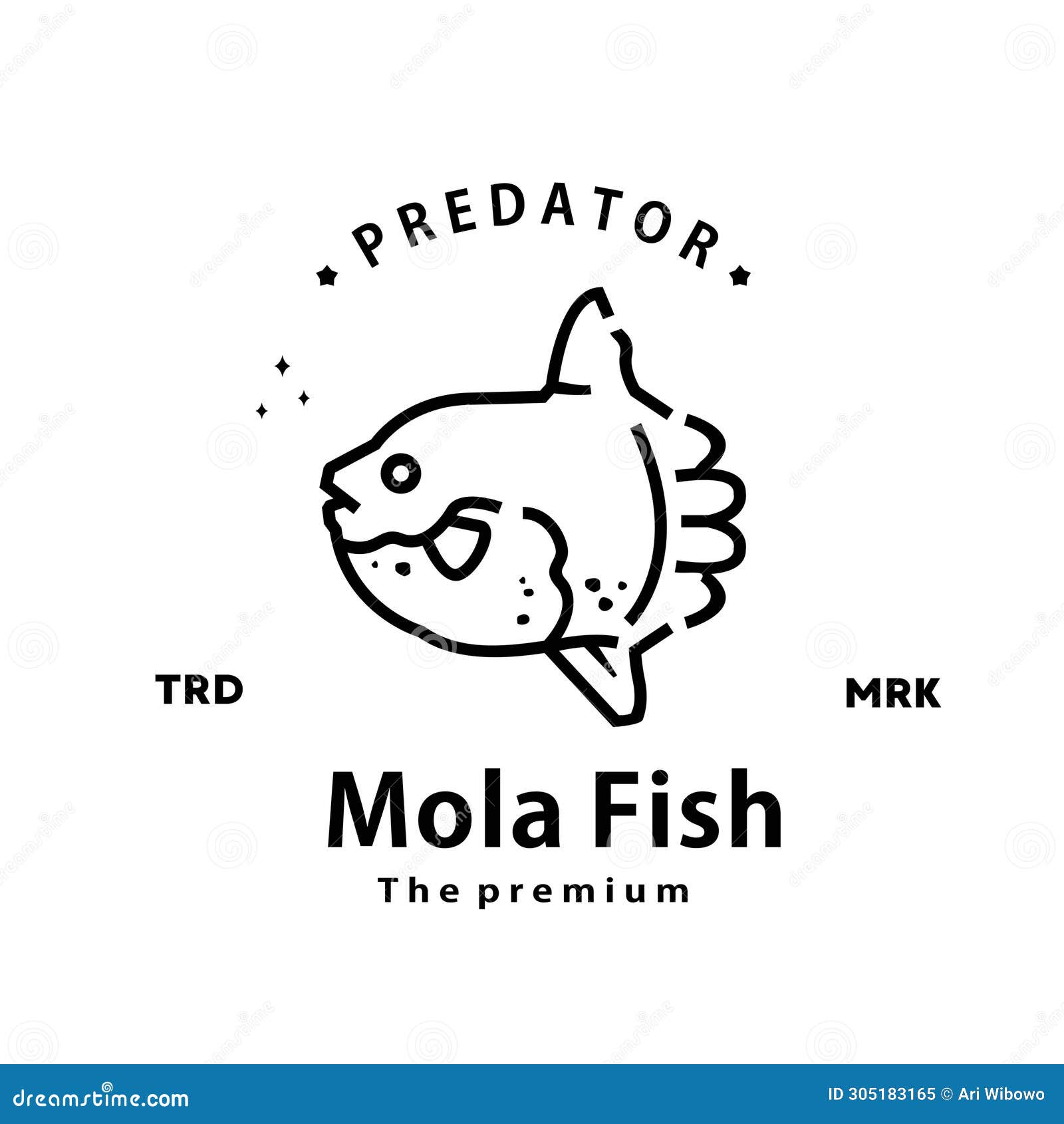Fish Mola Mola Line Art Icon Logo Vector | CartoonDealer.com #238492420