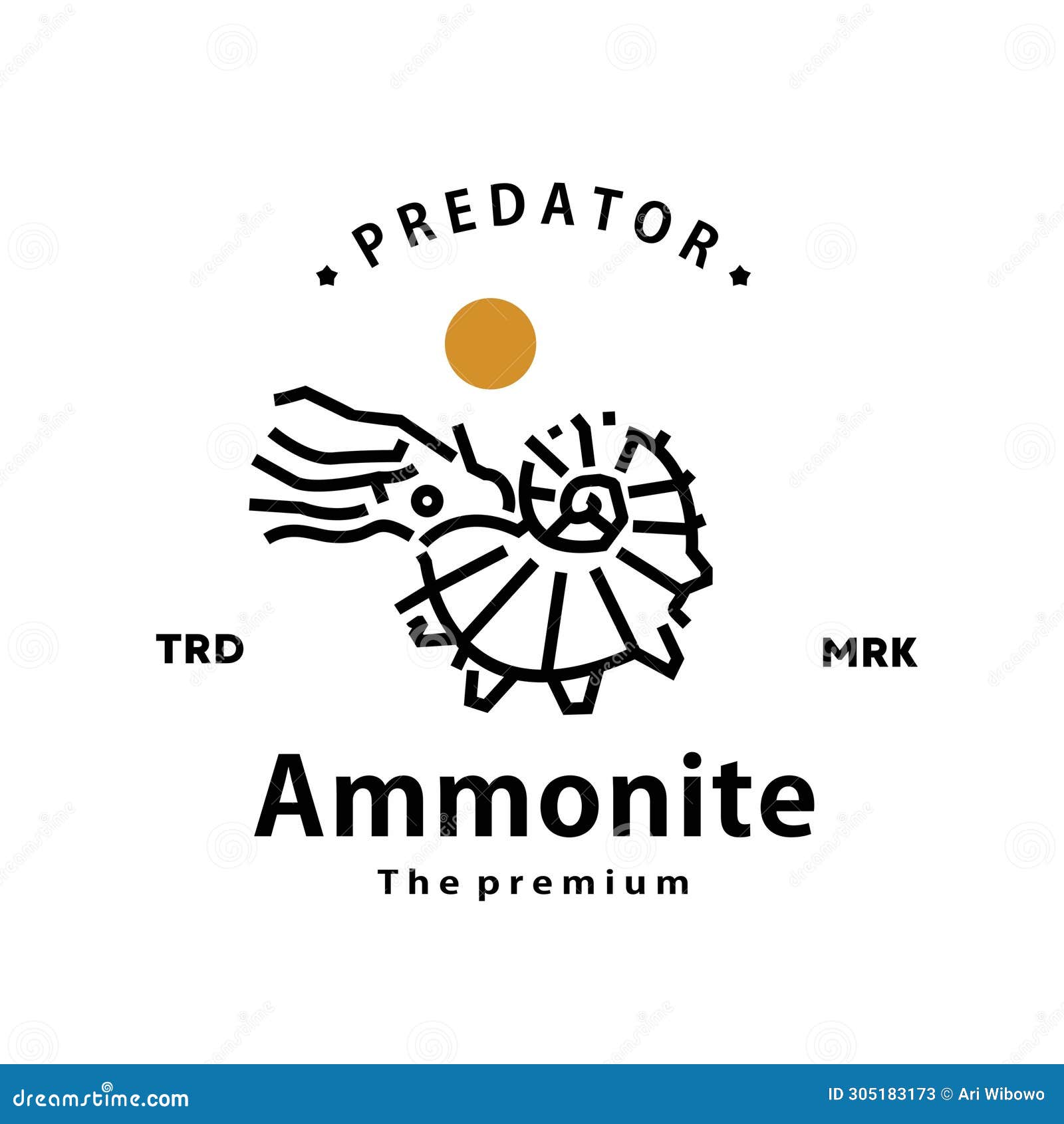 Vintage Retro Hipster Ammonite Logo Vector Outline Monoline Stock ...