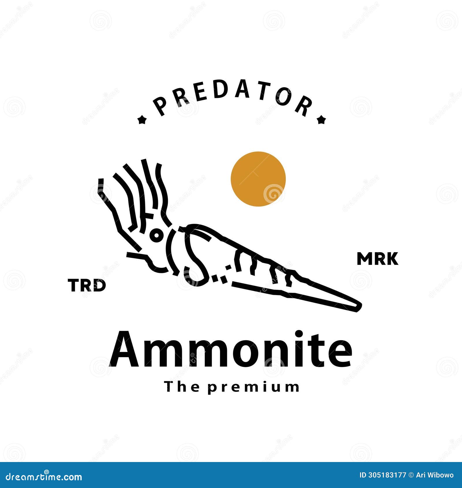 Vintage Retro Hipster Ammonite Logo Vector Outline Monoline Stock ...