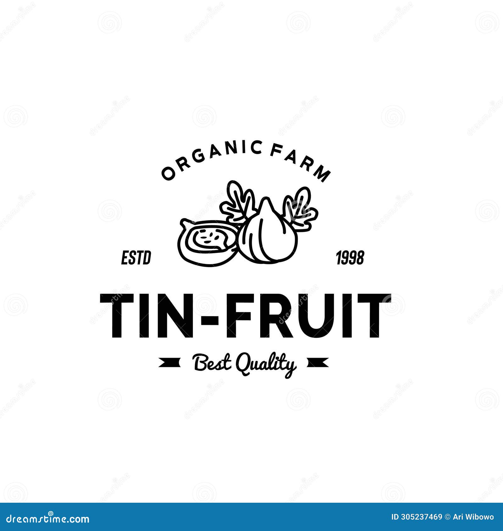Vintage Lineart Tin Fruit Logo Illustration Suitable for Fruit Shop and ...