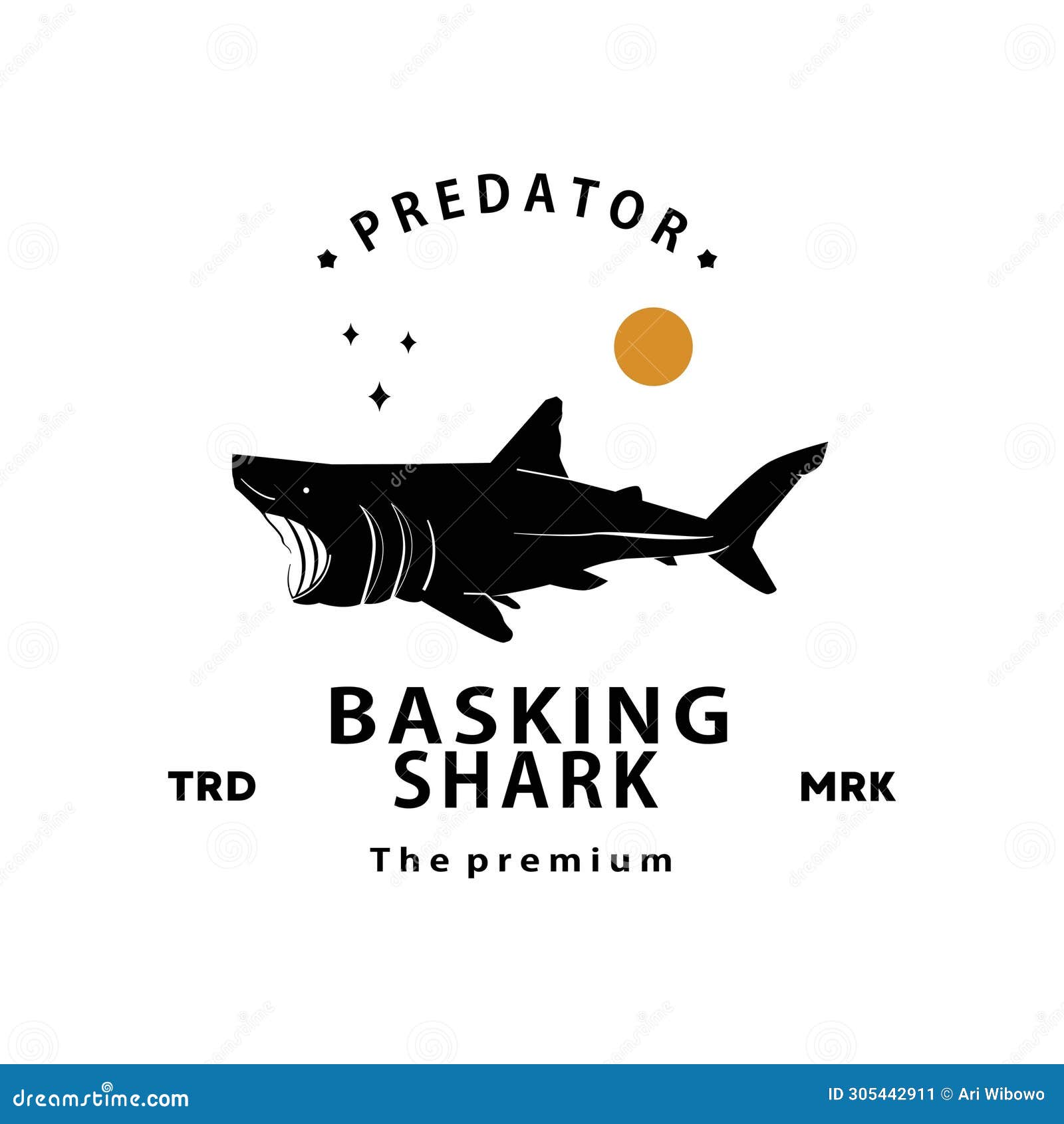 Vintage Retro Hipster Basking Shark Logo Vector Stock Vector ...