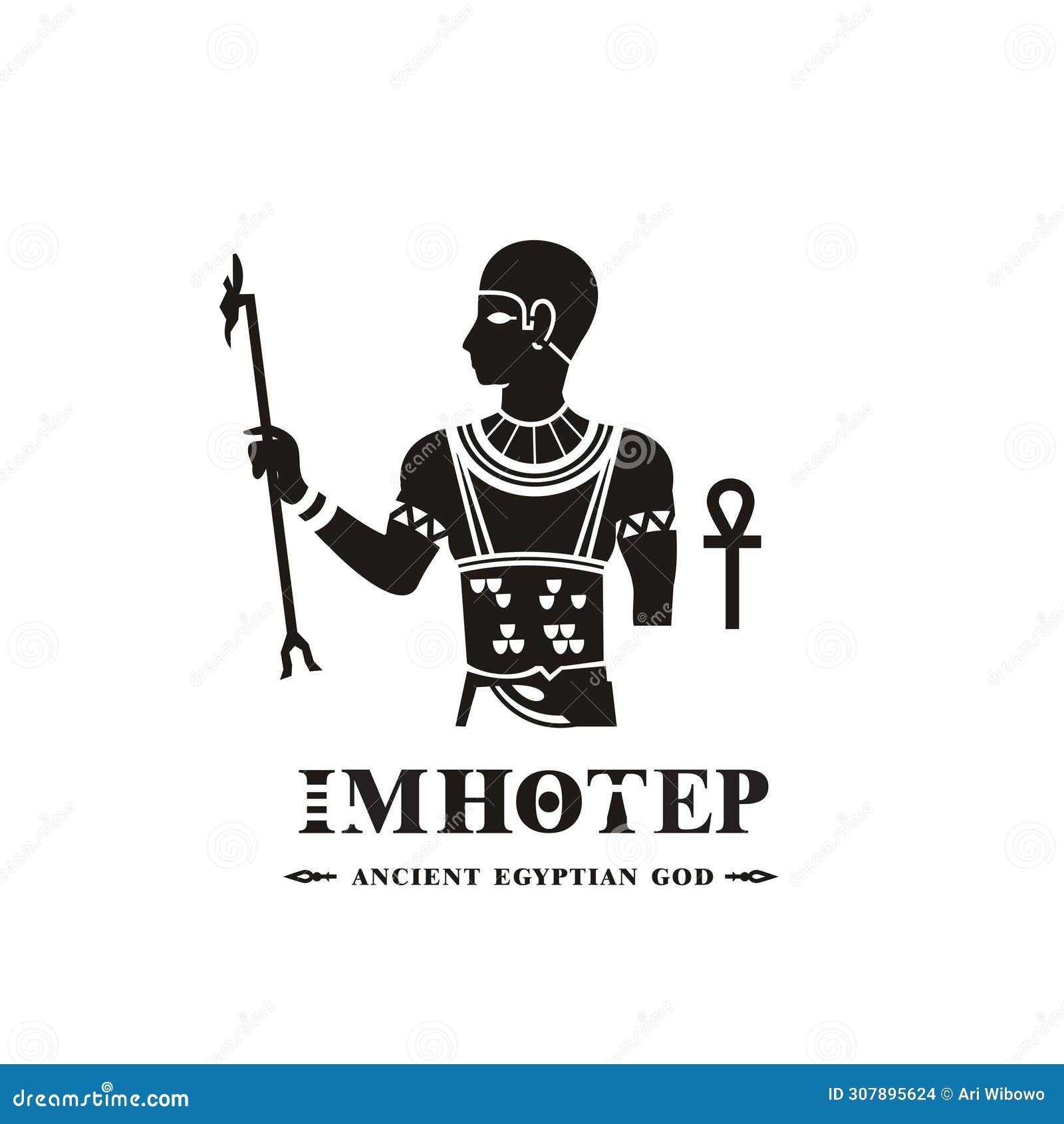 Ancient Egyptian God Imhotep Silhouette Stock Vector - Illustration of ...