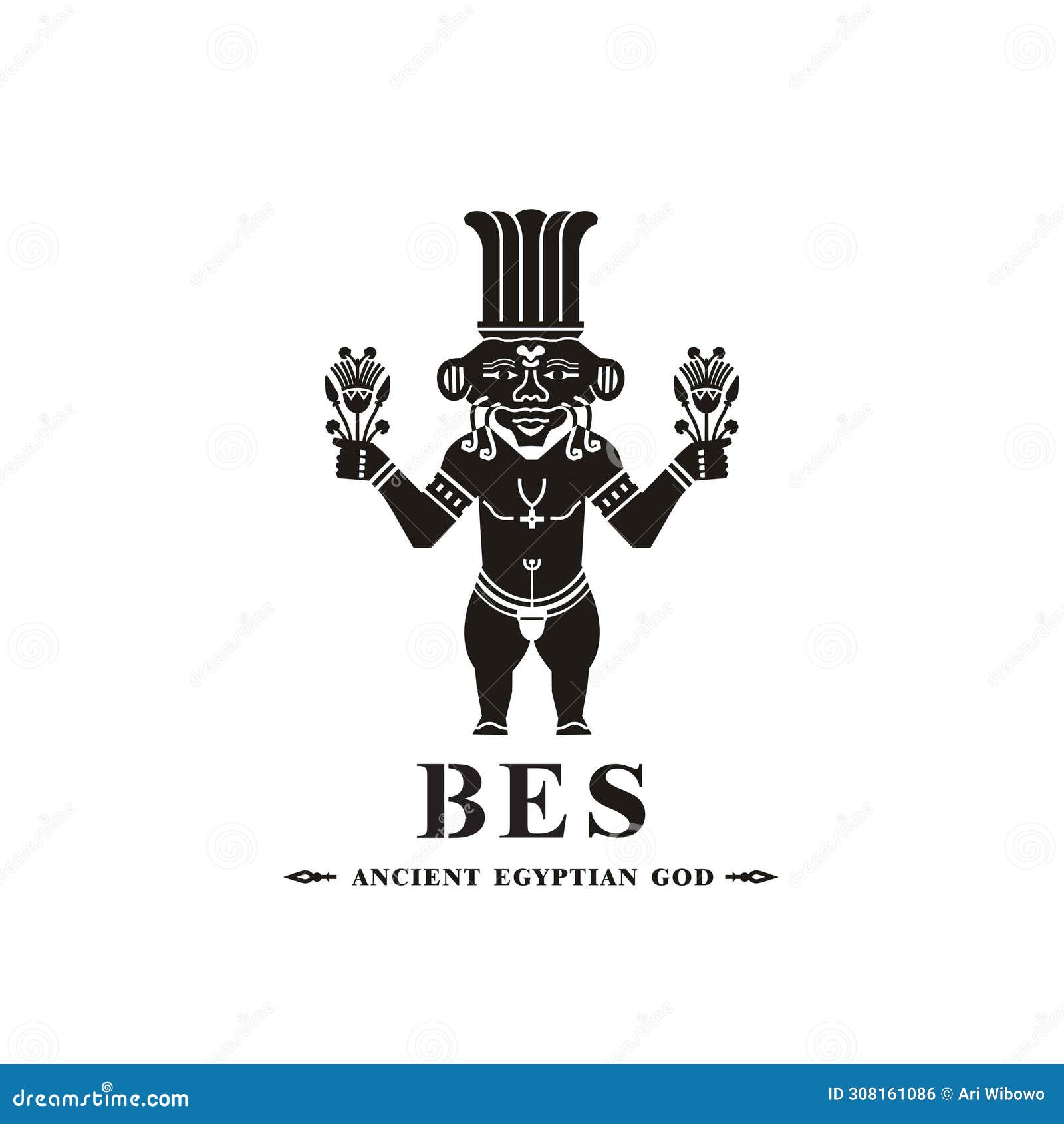 Ancient Egyptian God Bes Silhouette Stock Vector - Illustration of ...