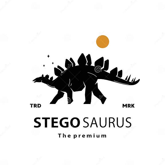 Hipster Dinosaur, Stegosaurus Logo Vector Silhouette Art Icon Stock ...