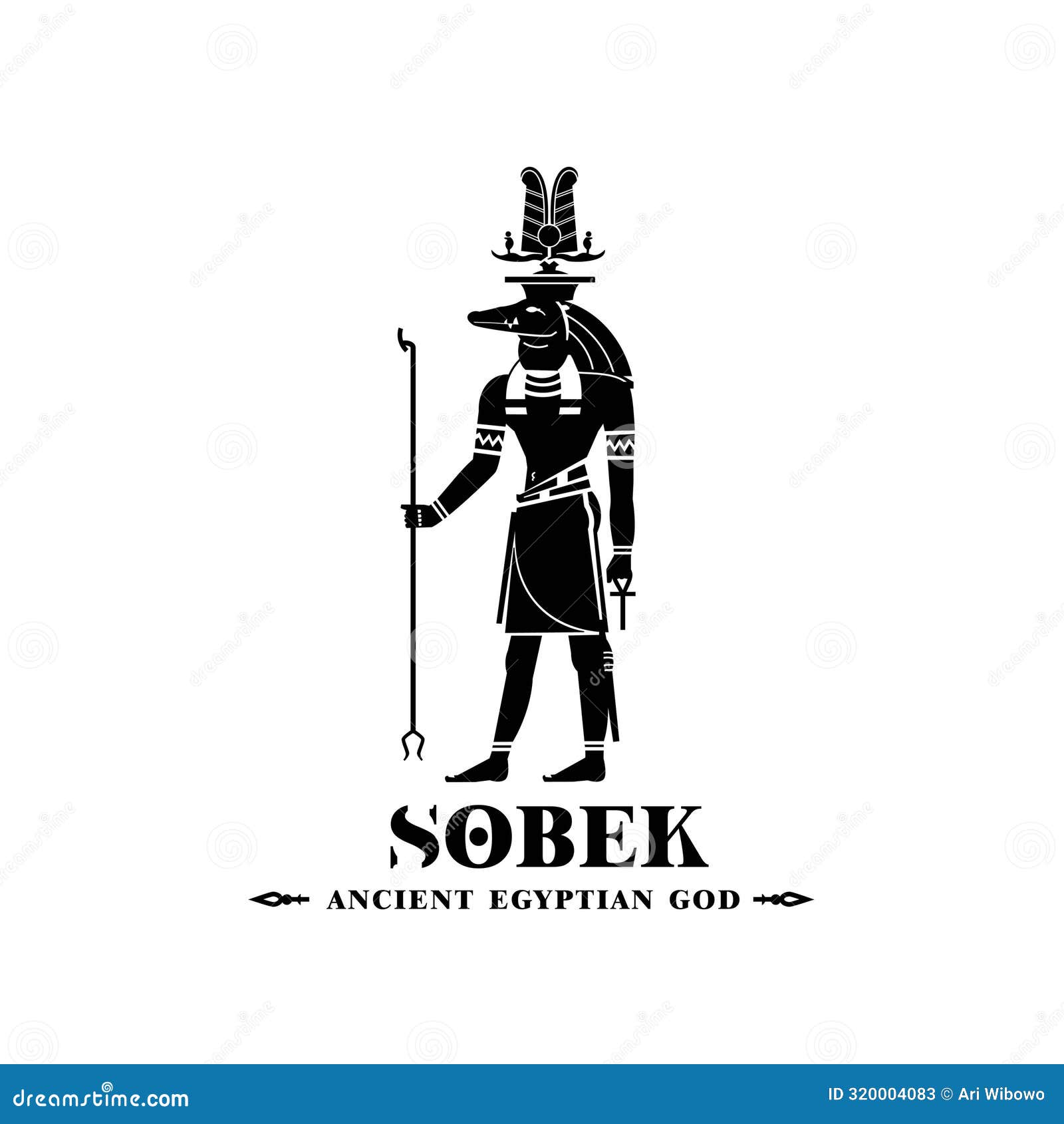SOBEK Silhouette of Ancient Egyptian God Middle East Crocodile Stock ...