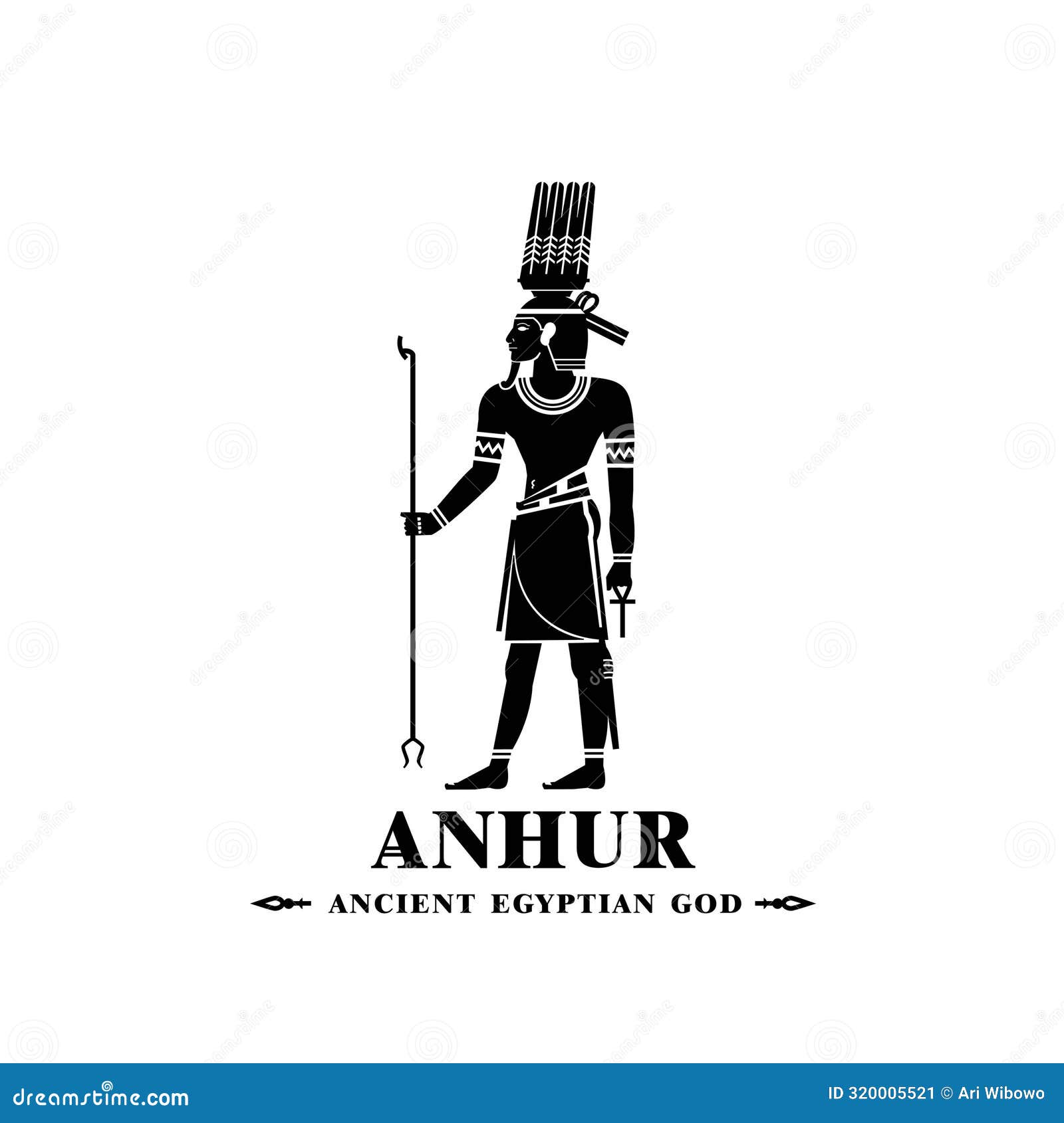 Anhur, Old Egyptian God Of War. Ancient Egypts Character With Feathers ...