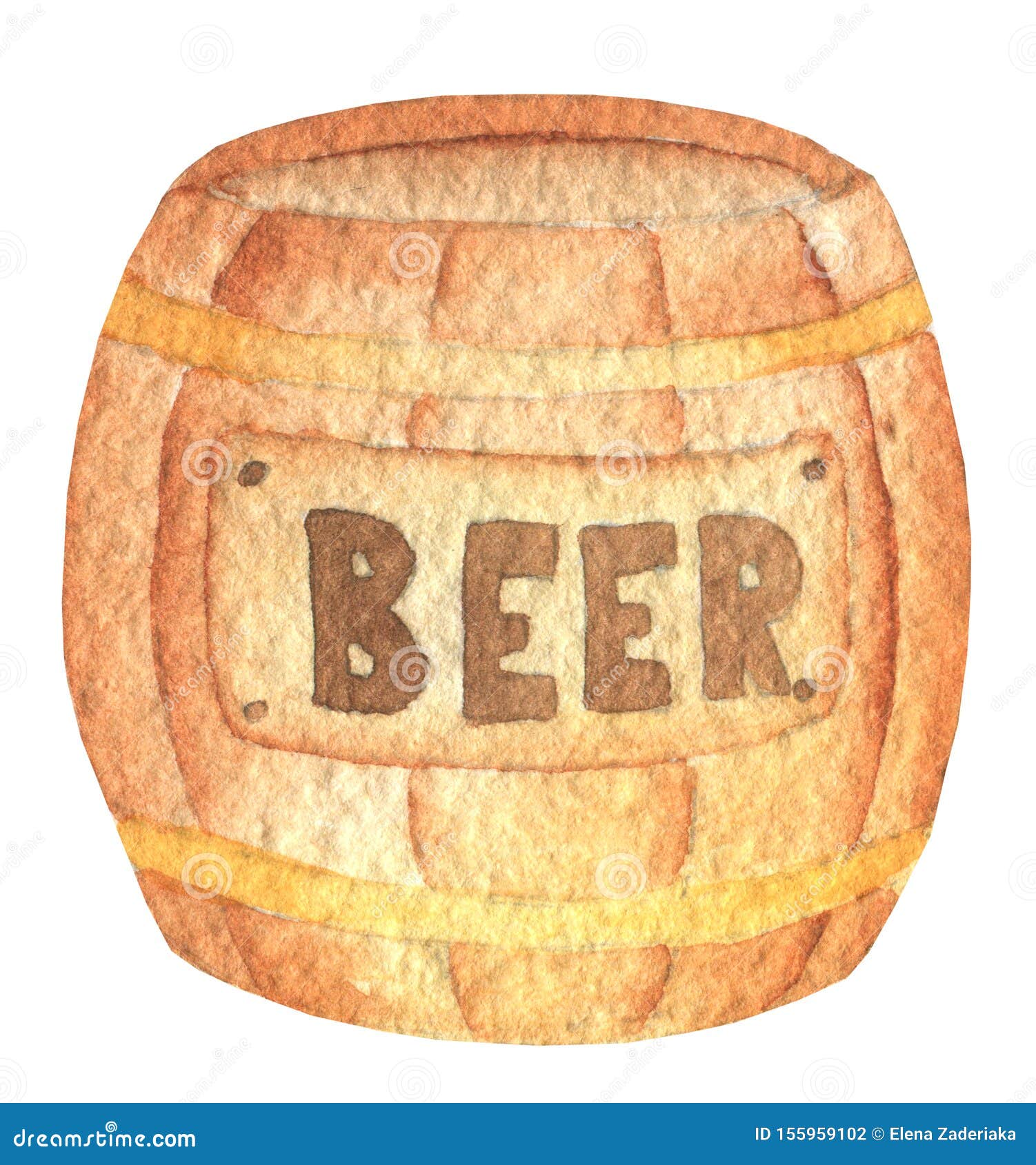 Oktoberfest Wooden Barrel Brown With The Inscription Beer Hand Drawn