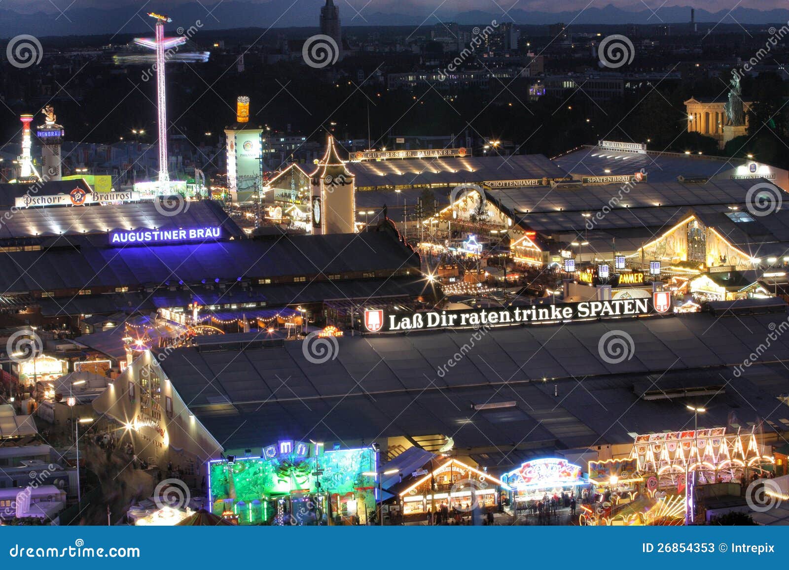 Oktoberfest Beer Tents at Night Editorial Stock Photo - Image of people ...