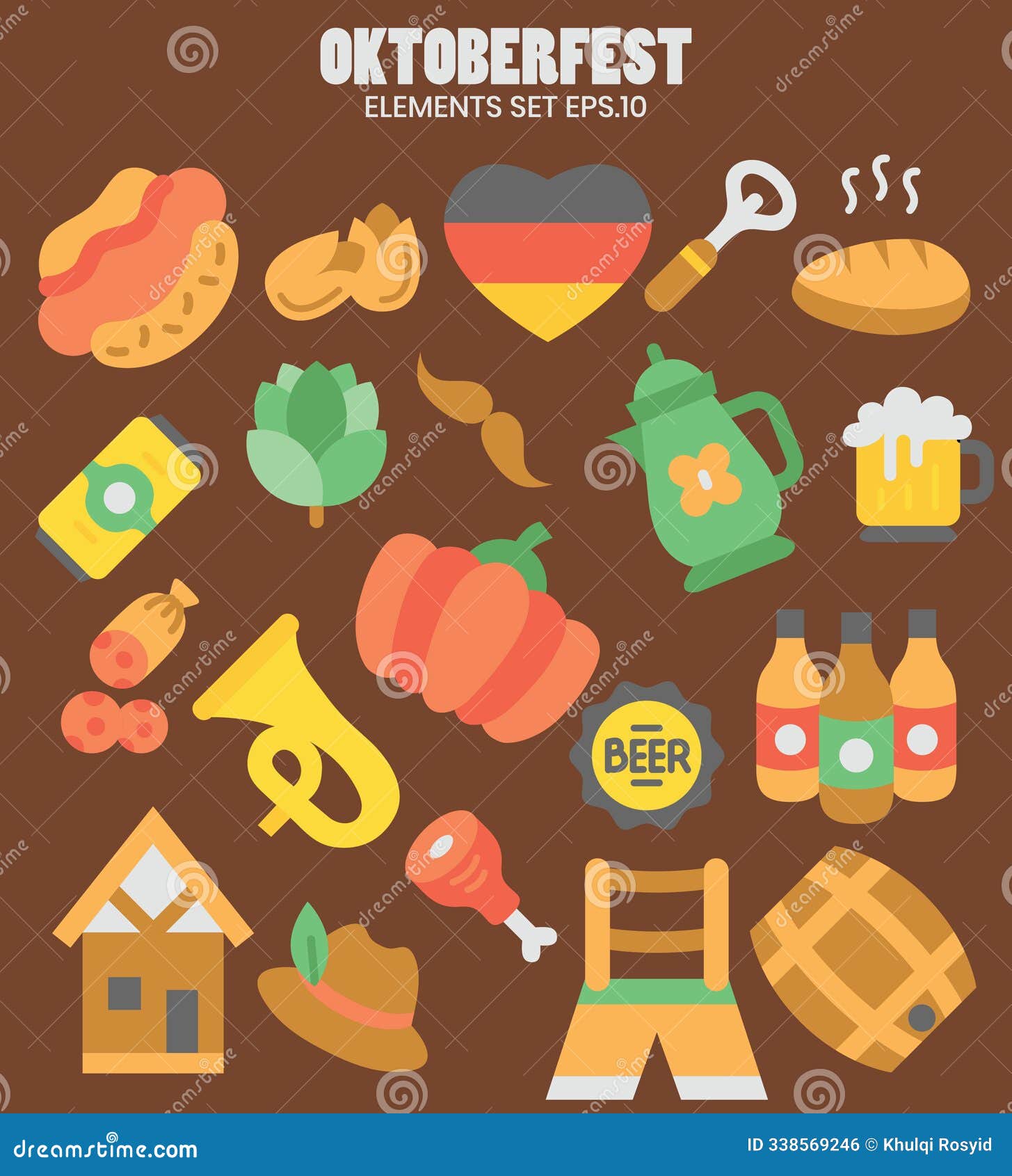 Oktoberfest Elements Collection in Flat Design.Vector Stock ...