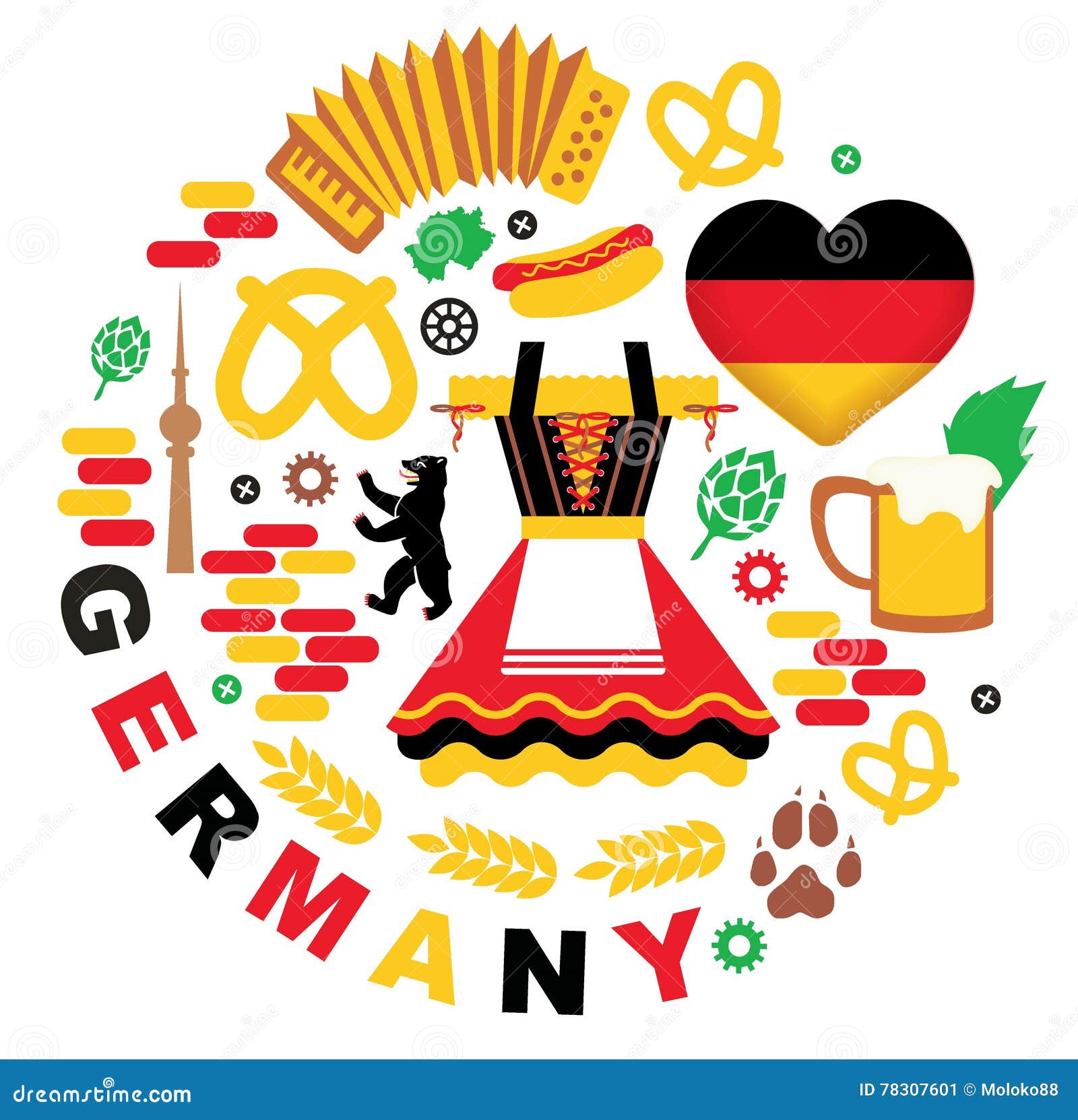 Oktoberfest. Germany Elements Stock Vector - Illustration of glass ...