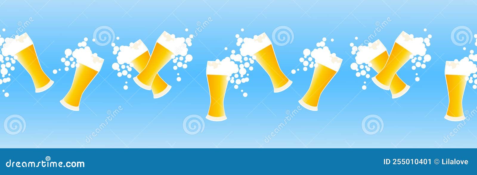 Oktoberfest, Glasses Full of Gold Beer, Light Beer, Seamless Pattern ...