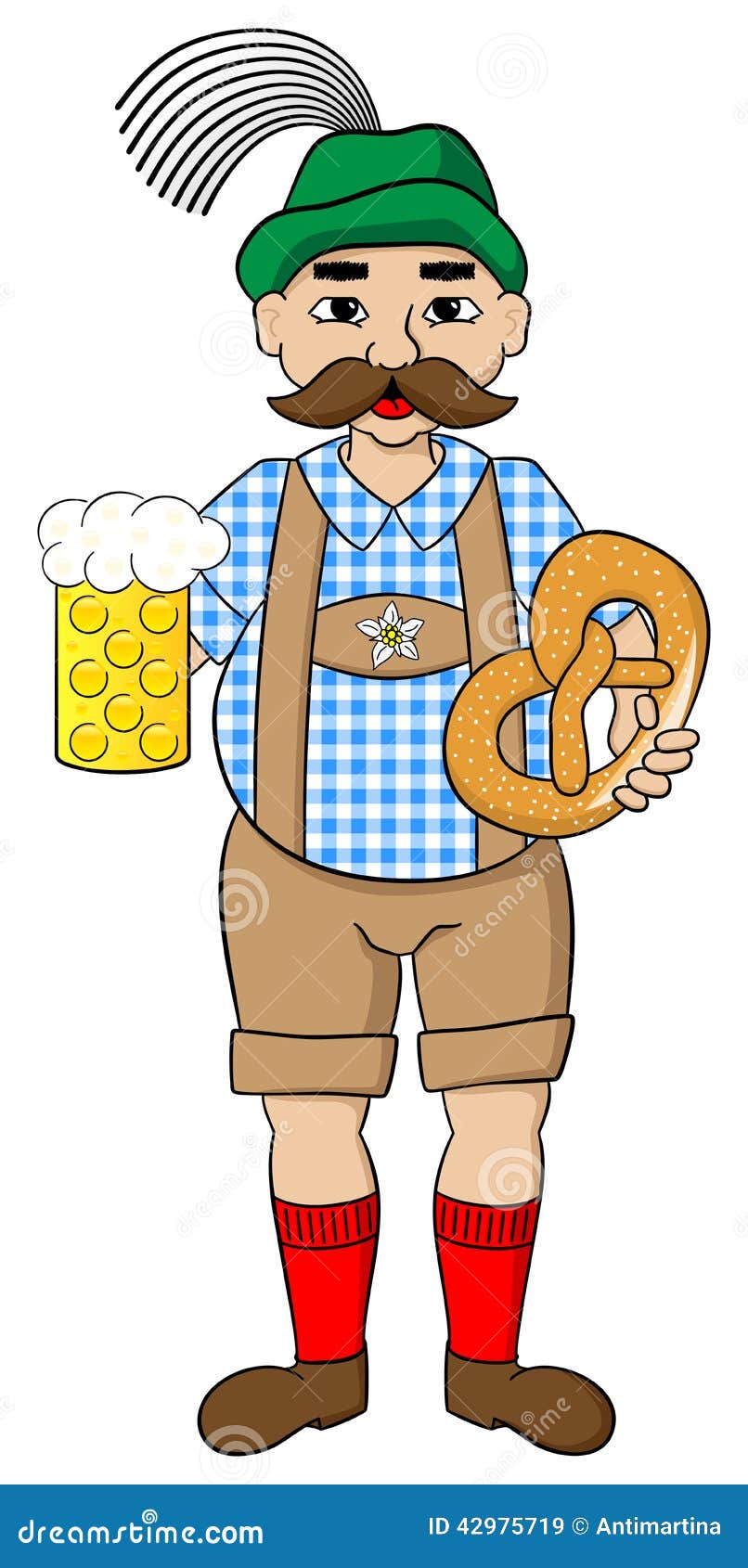 Oktoberfest-Mann Mit Bier Und Brezel Vektor Abbildung - Illustration ...