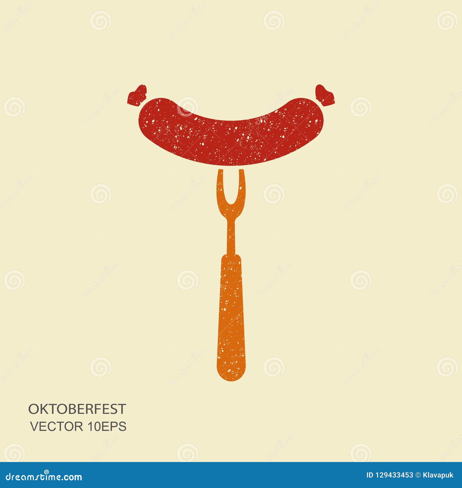 Oktoberfest Sausage on Fork in Flat Style with Scuffed Effect Stock ...