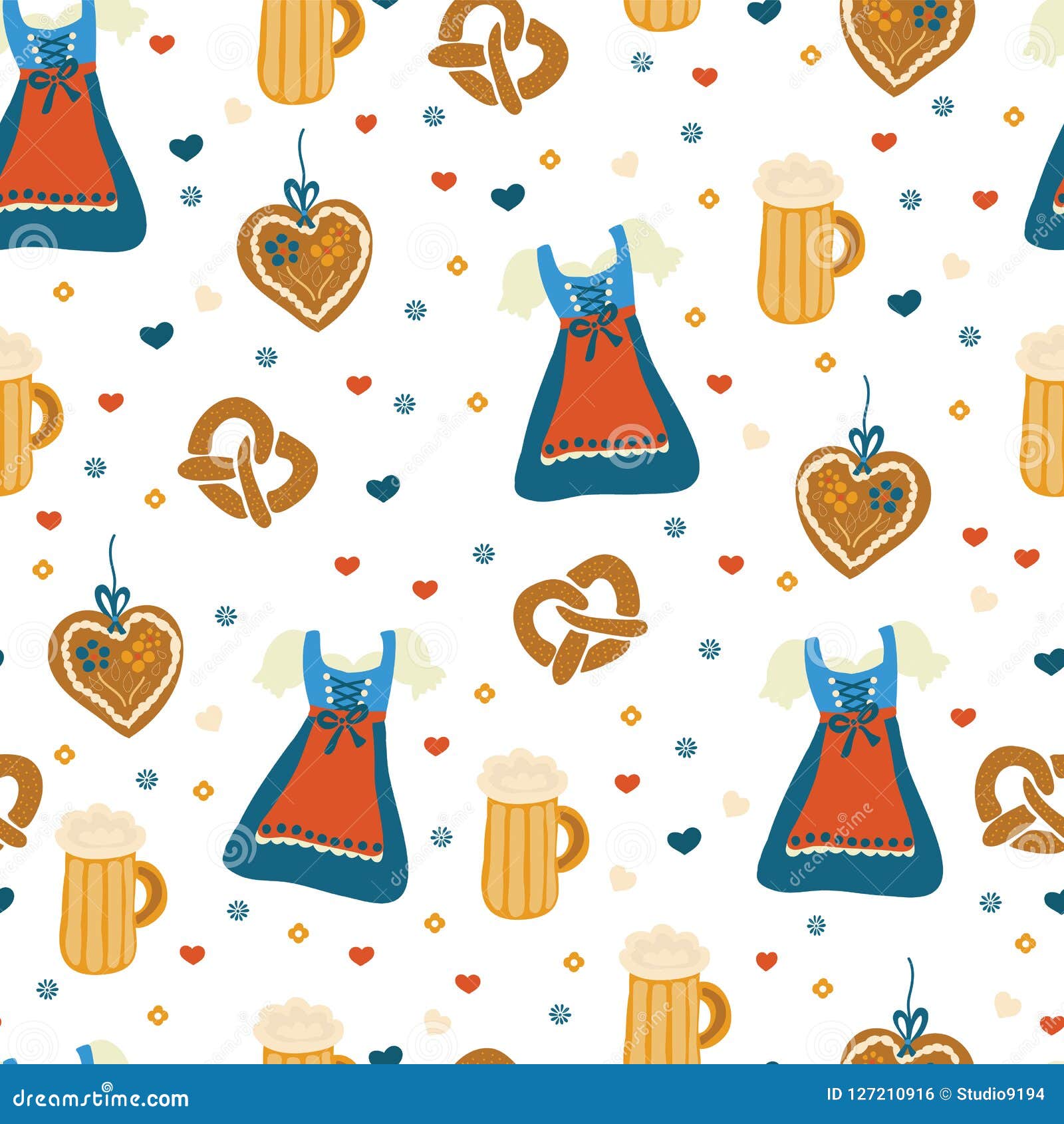 Oktoberfest Seamless Vector Pattern. Stock Vector - Illustration of ...
