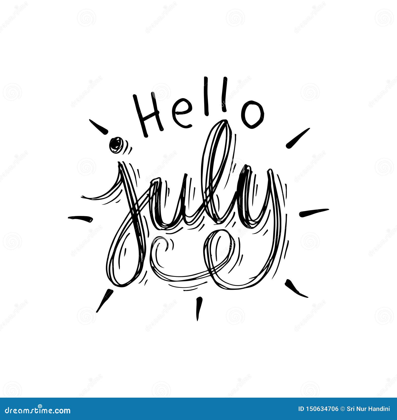 Hello July Hand Lettering Phrase. Ilustração do Vetor - Ilustração de ...