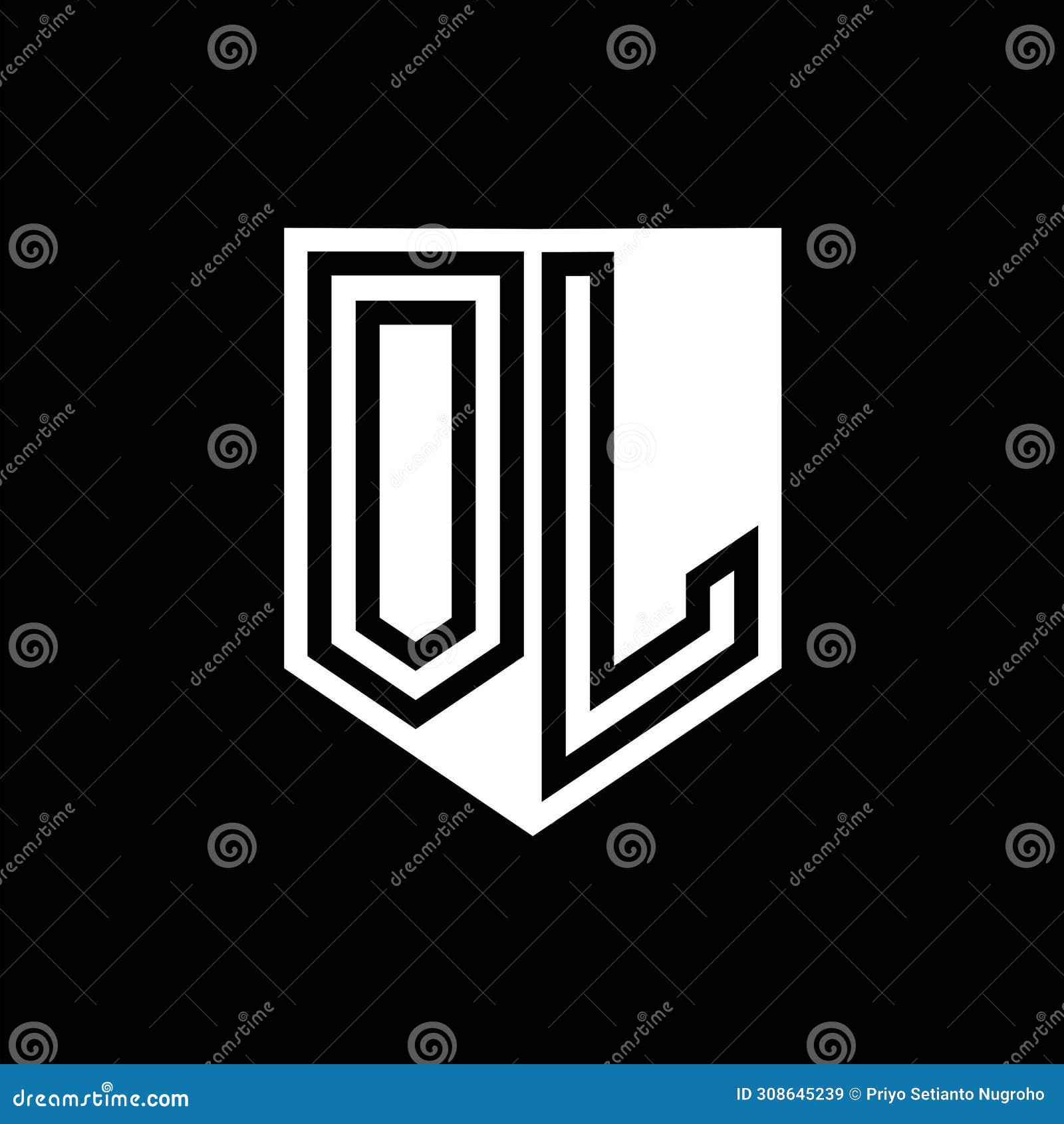 OL Logo Monogram Shield Geometric Black Line Inside White Shield Color ...
