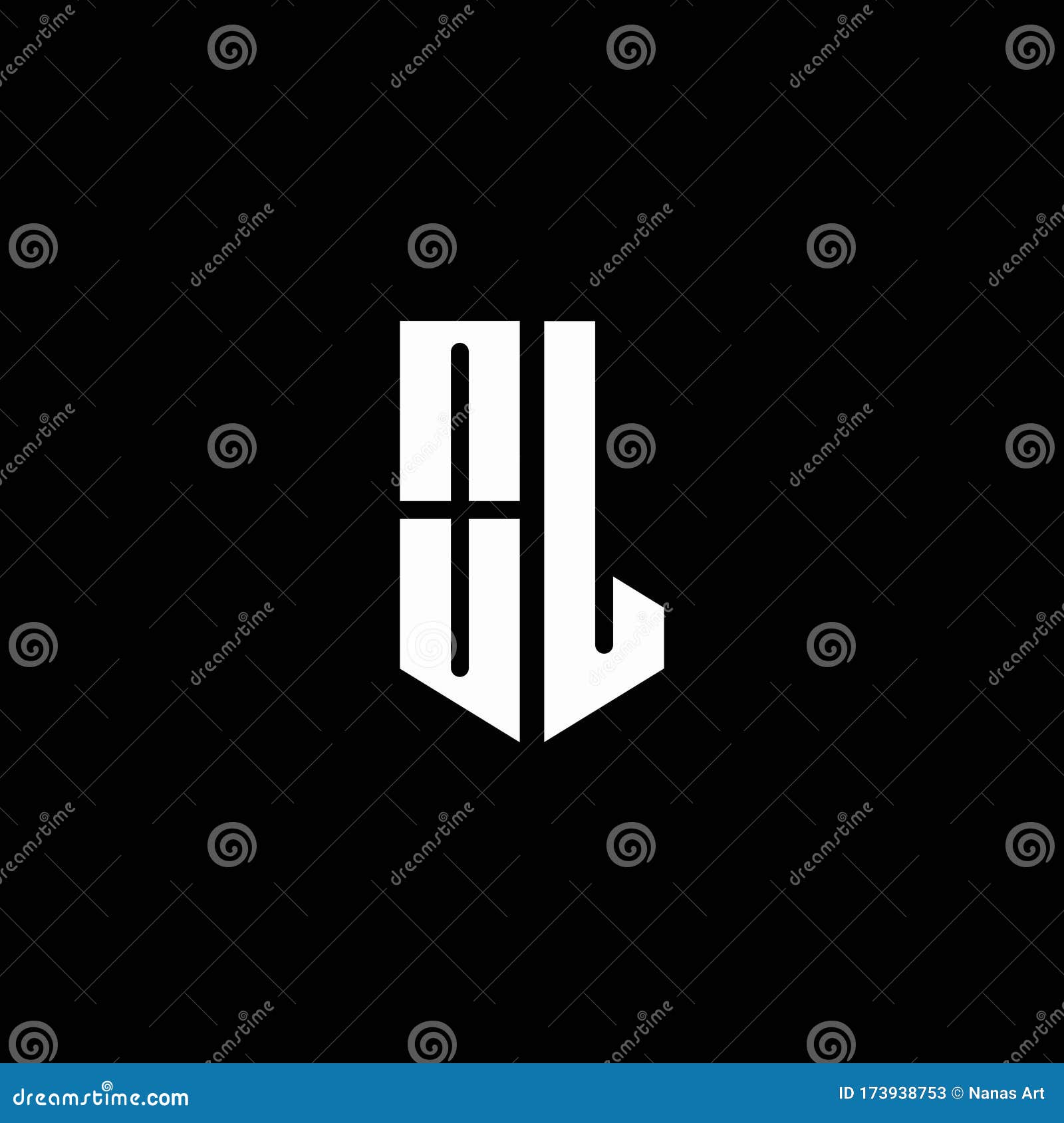 OL Logo Monogram with Emblem Style Isolated on Black Background Stock ...