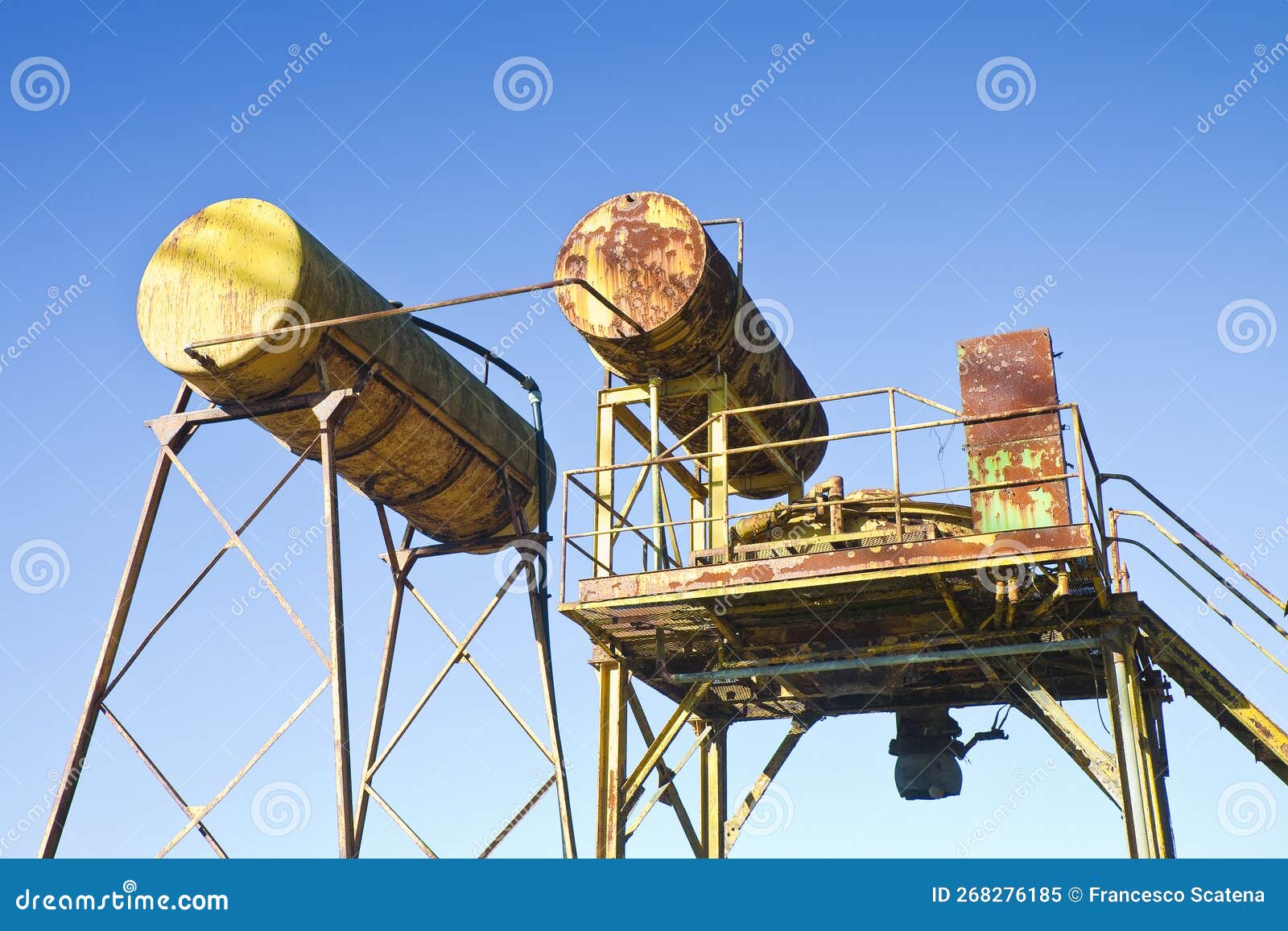 Ol Rusty Yellow Tank of an Abandoned Factory Stock Image - Image of ...