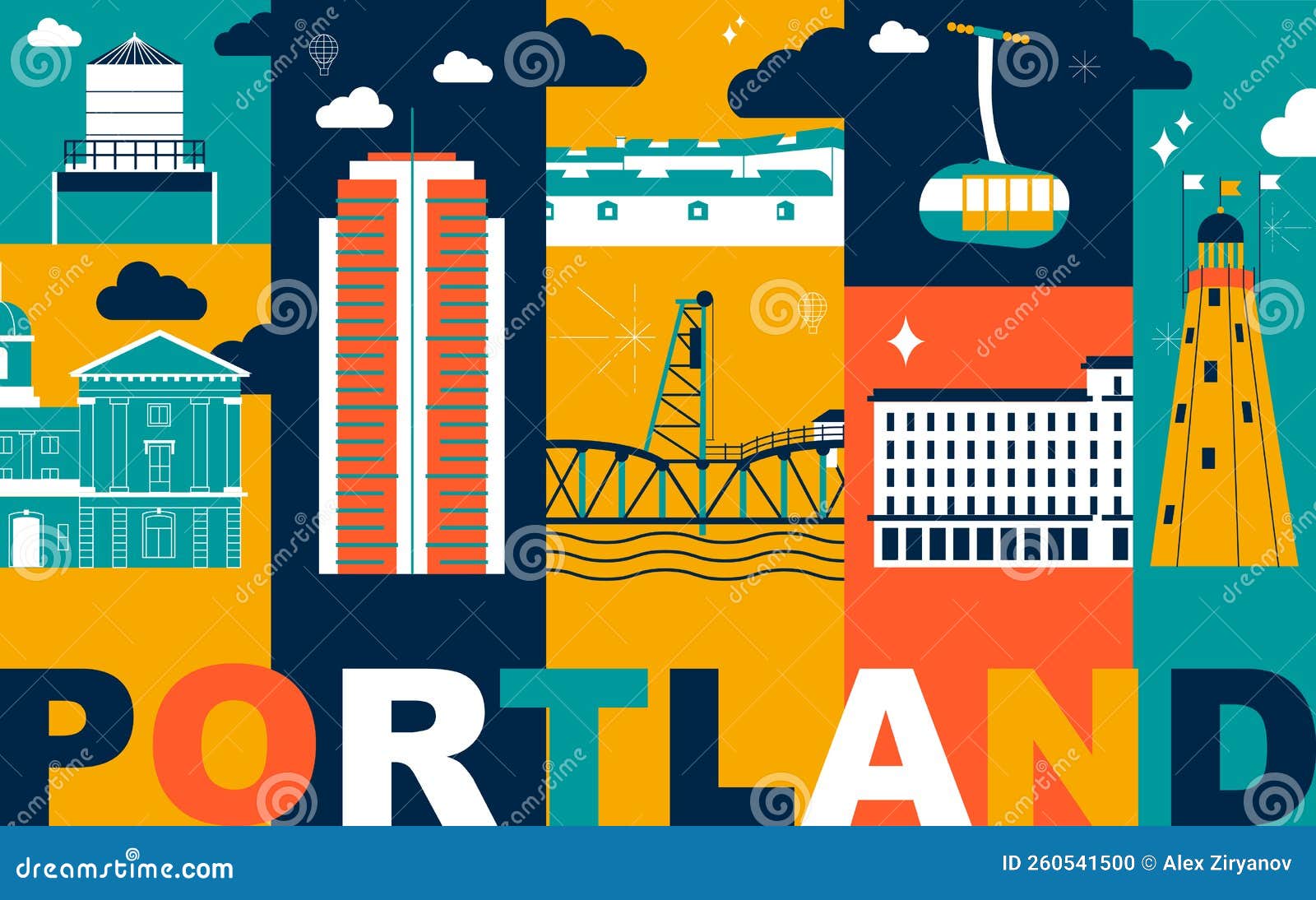Typography Word Portland Branding Technology Concept, Split Video ...