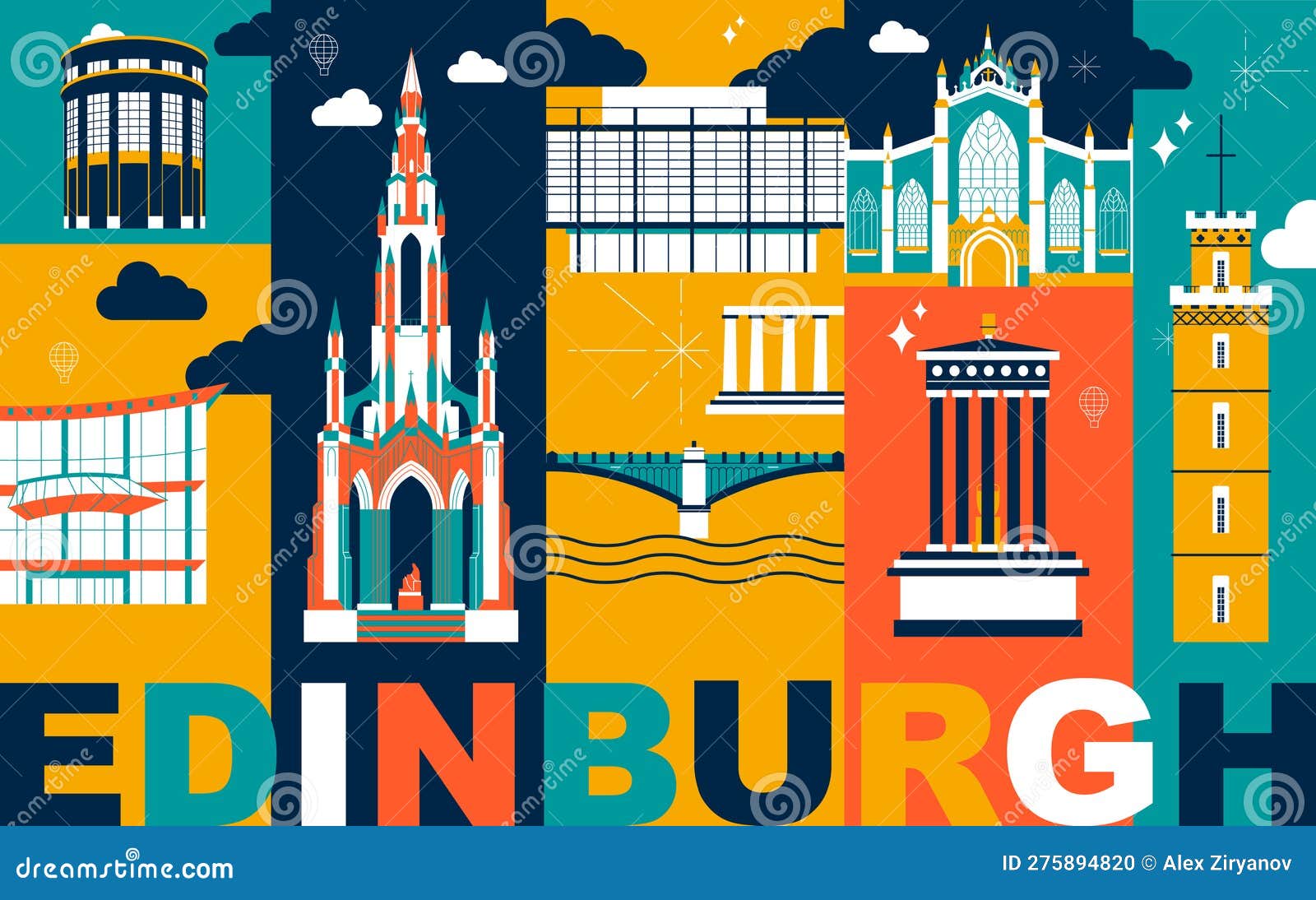 Typography Word Edinburgh Branding Vector Technology Concept Stock ...