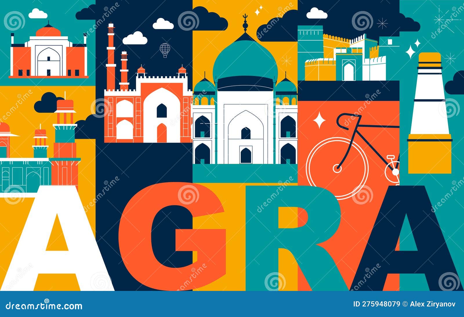 Typography Word Agra Branding Vector Technology Concept Stock ...