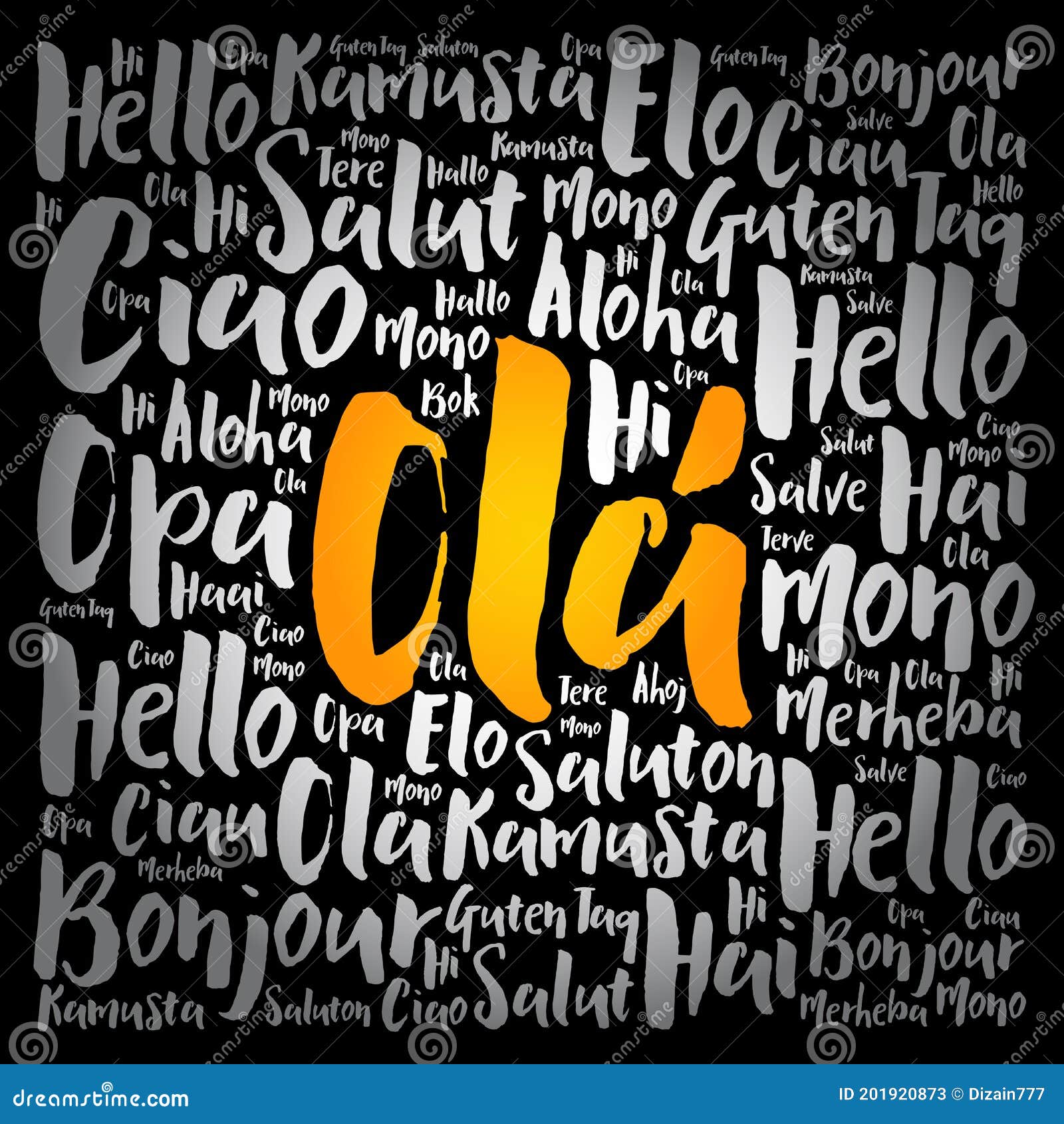 OLA (Hello Greeting in Portuguese) Word Cloud Stock Illustration ...