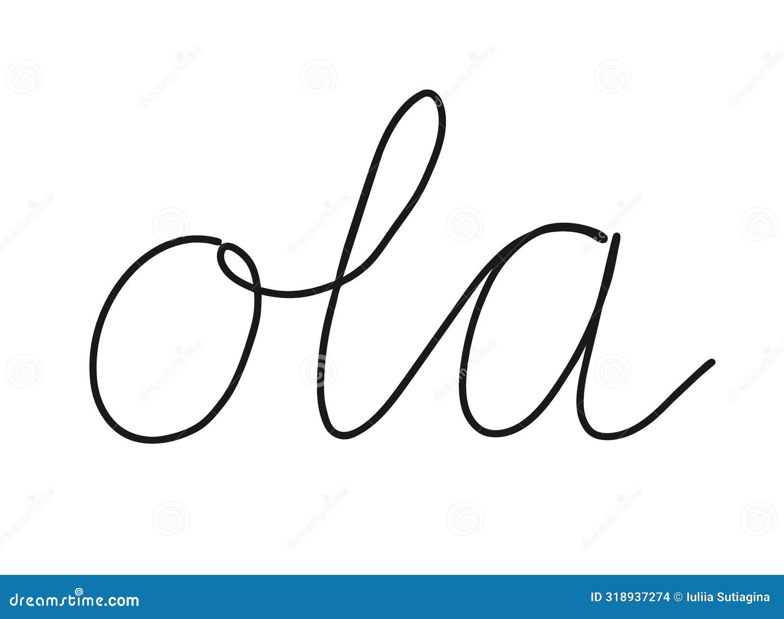 Ola Write Calligraphy Word, Continuous Line Drawing. Greeting, Hello on ...